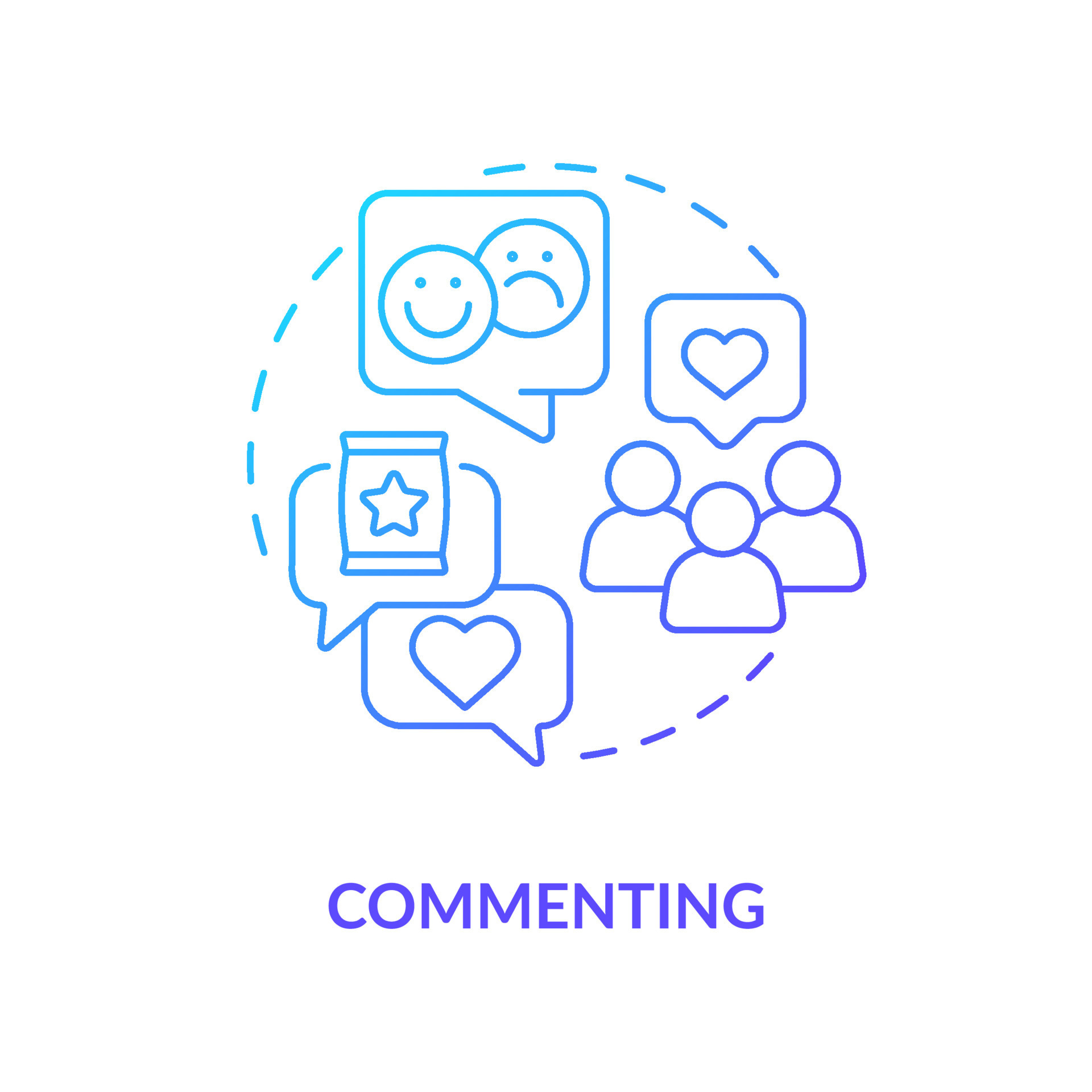 Commenting Blue Gradient Concept Icon Communication Function Abstract Idea Thin Line