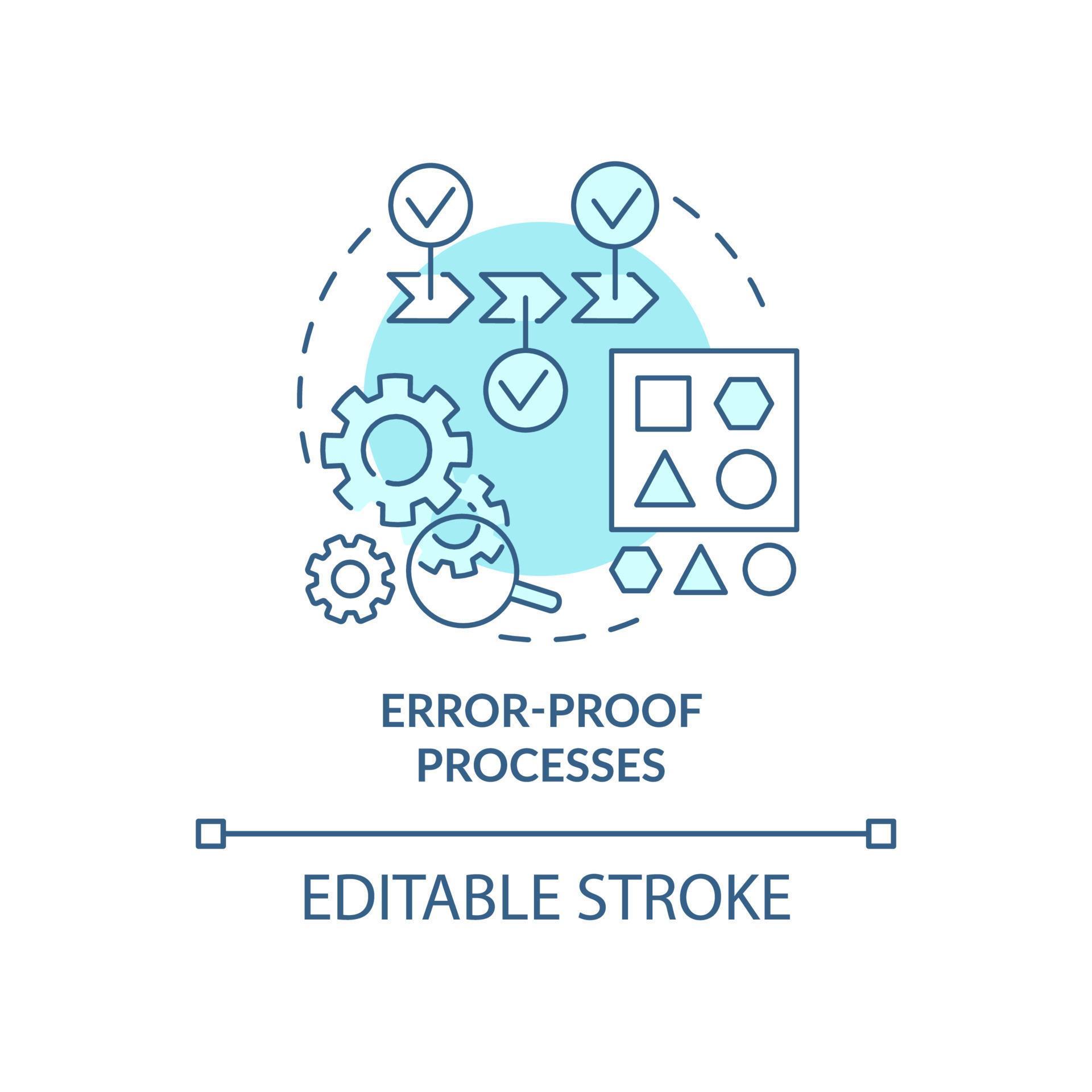 Error proof processes turquoise concept icon. Prevent fails. Lean ...