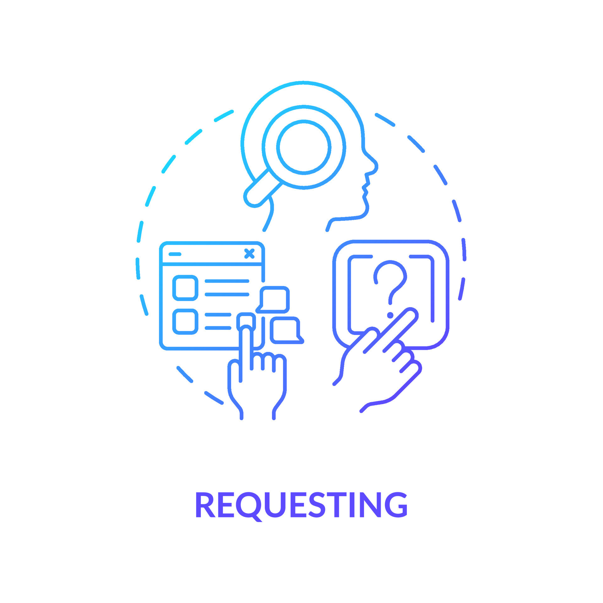 Requesting Blue Gradient Concept Icon Communication Function Abstract Idea Thin Line