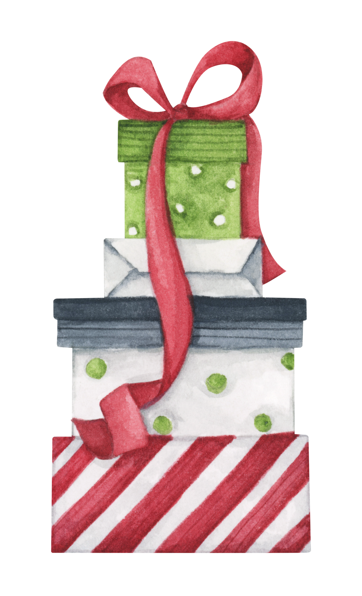 Aquarela Desenho Caixas De Presente De Natal Com Arcos Caixa De
