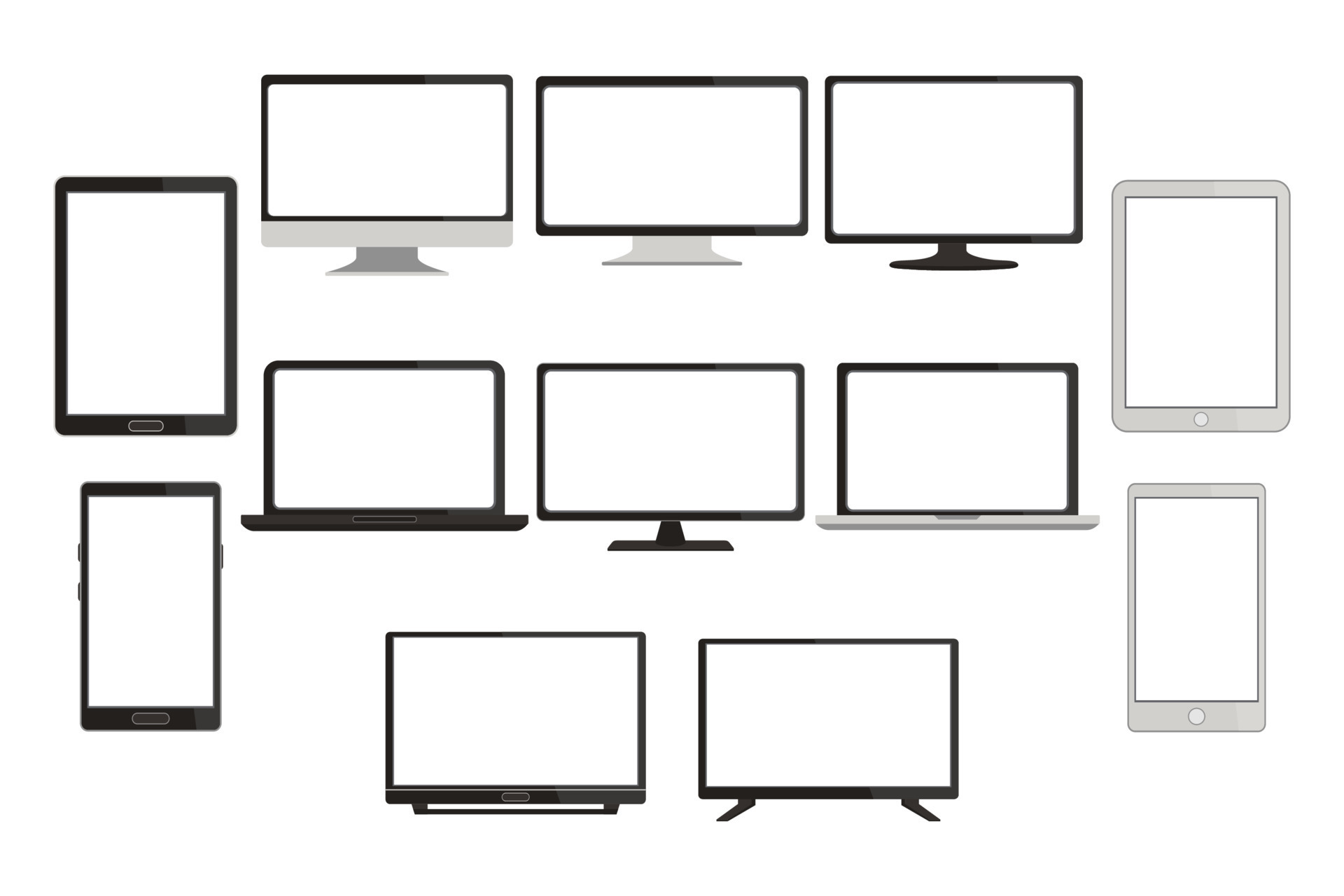 Set Of Flat Technology Device Monitor Laptop LCD Tv Smartphone Vector set-of-flat-technology-device-monitor-laptop-lcd-tv-smartphone-vector