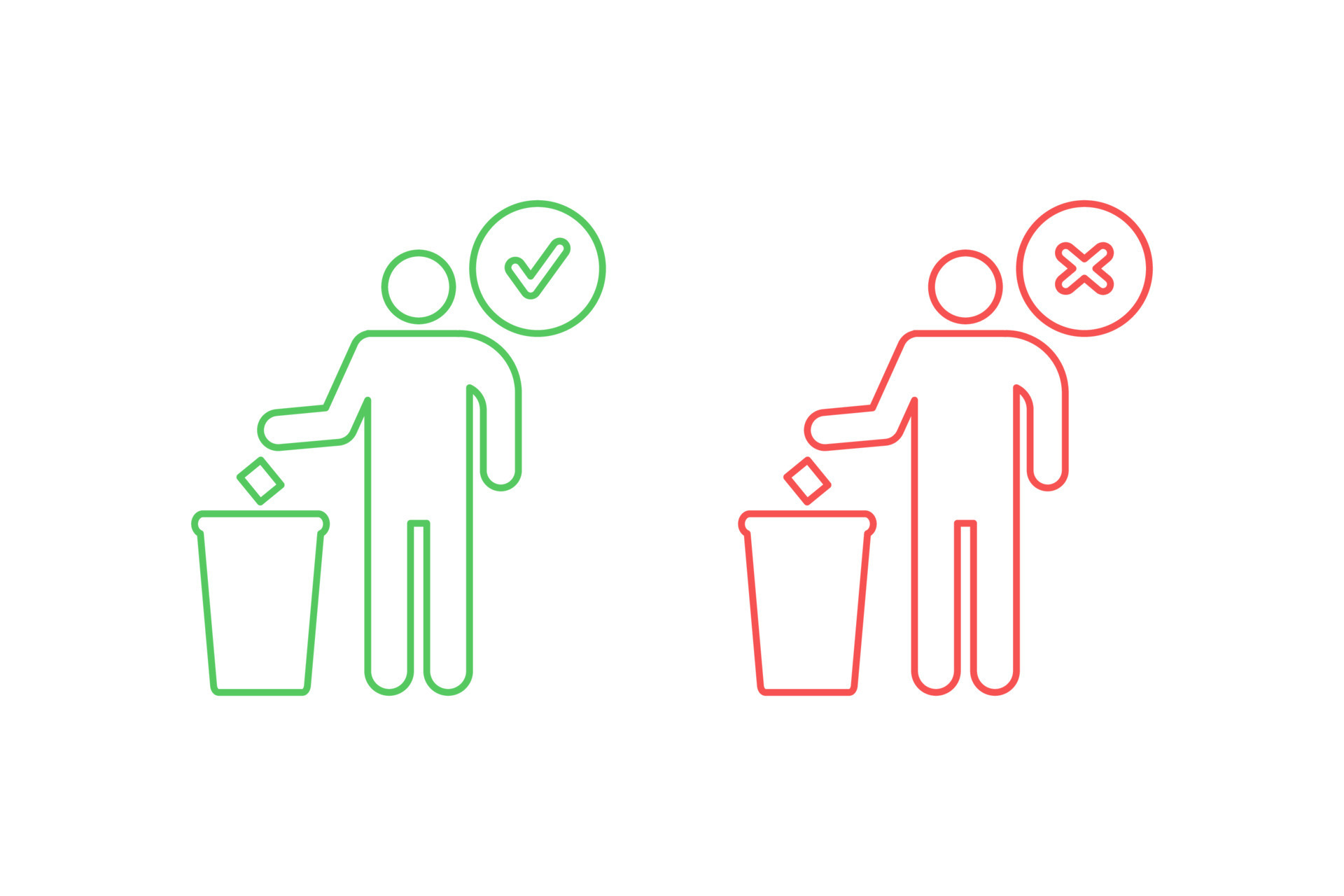 diseño vectorial de iconos de papelera, tirar basura en su lugar y no ... diseño vectorial de iconos de papelera, tirar basura en su lugar y no ...