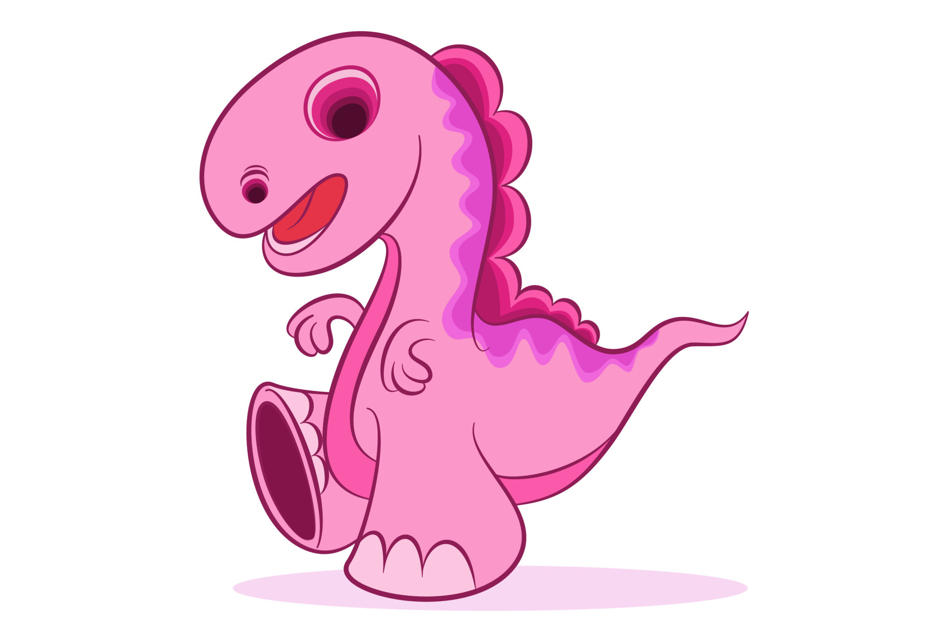Pink Dinosaur Cartoon Character On White Isolated Background 11973879 Vector Art At Vecteezy