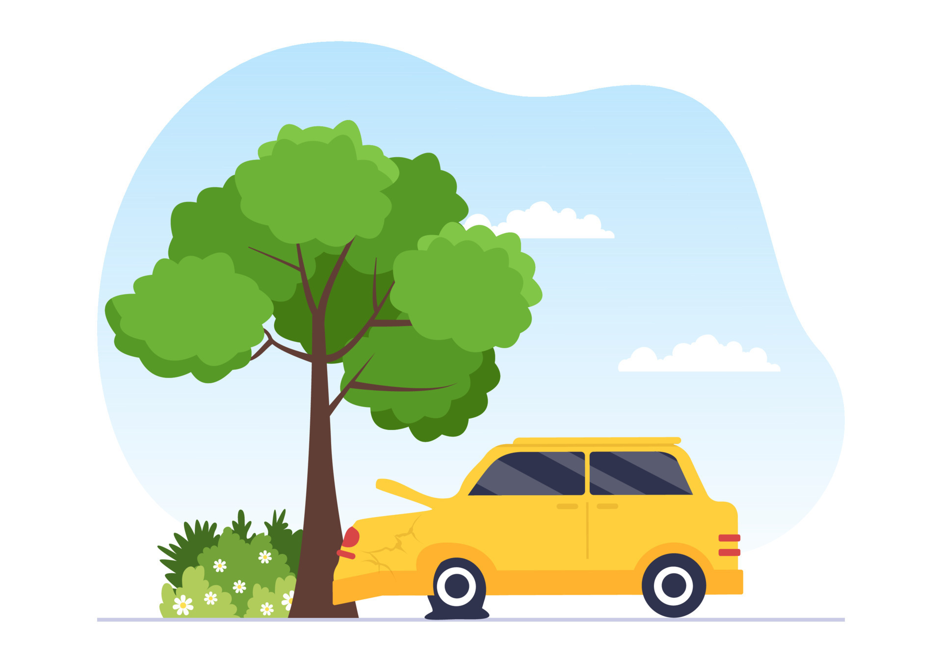 Car Crash Into Tree Clip Art