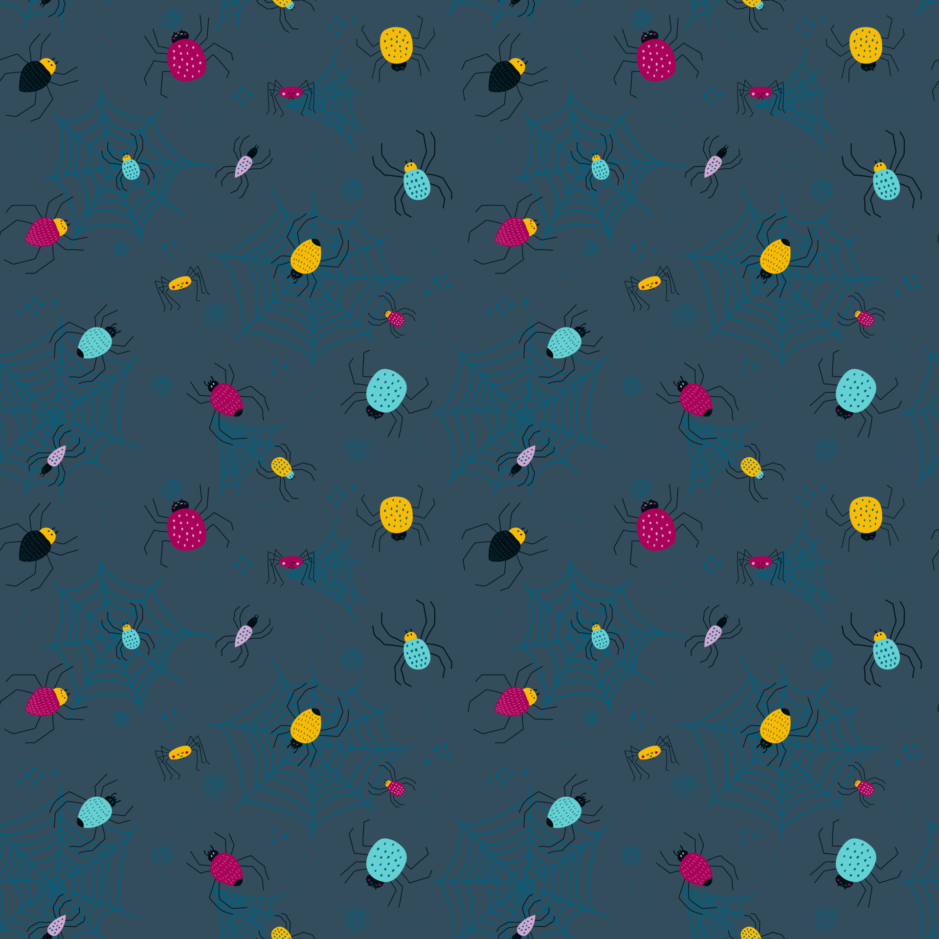 Seamless pattern with cute spiders. Vector illustrations 11976524 ...