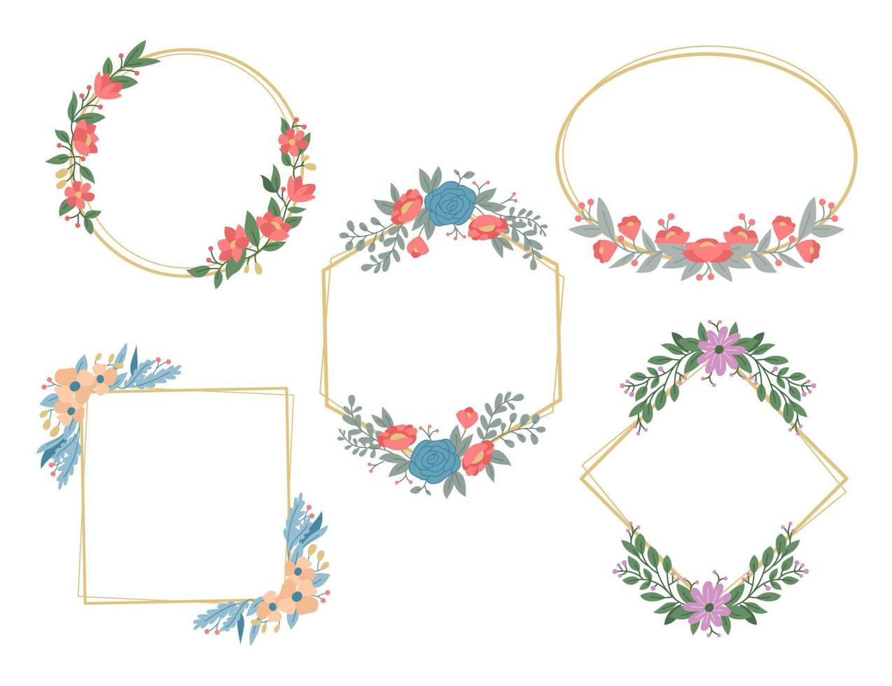 Isolated Colorful Line Frame Icon Leaf Floral Border Divider with ...