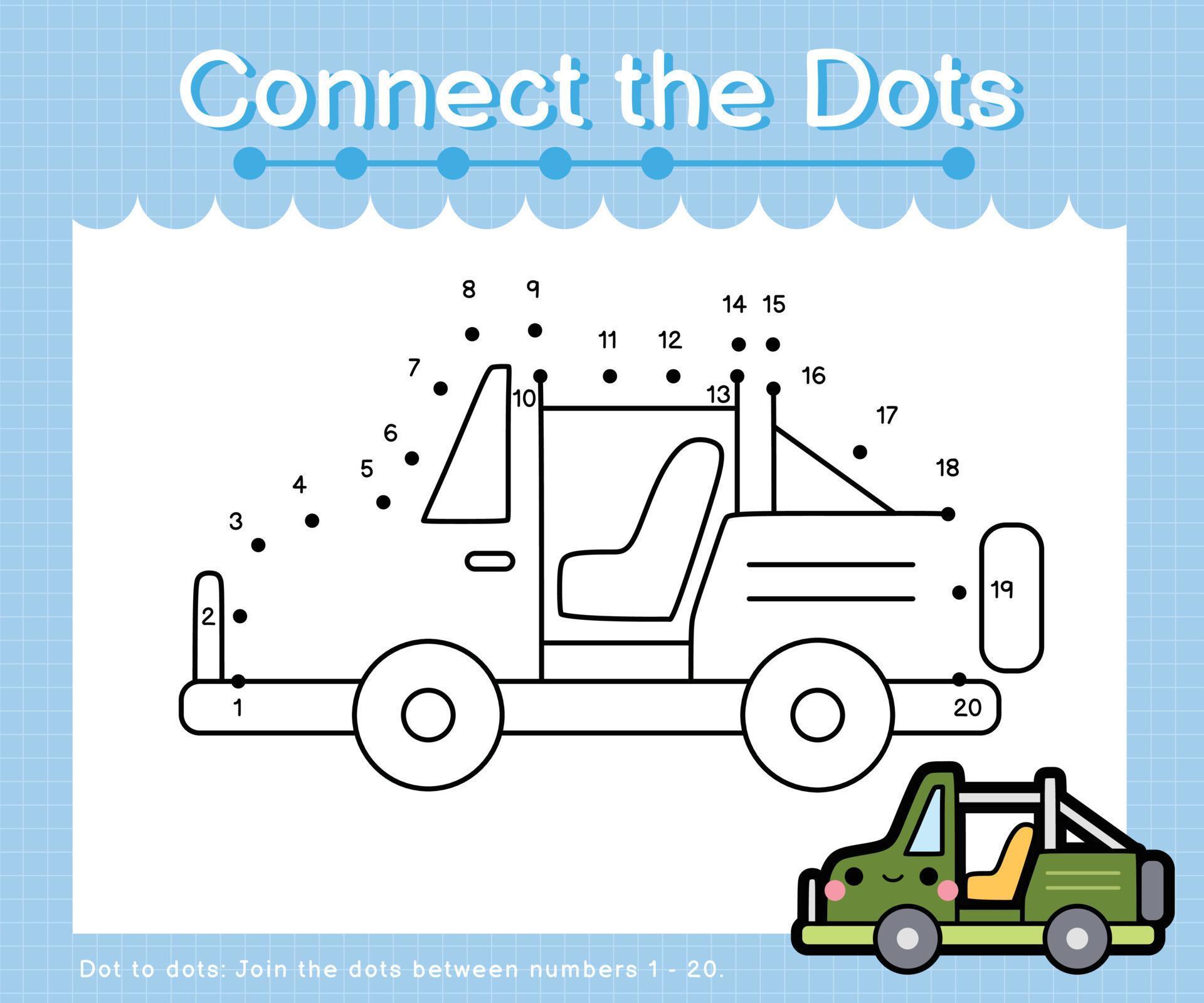 Connect the dots counting numbers 1 to 20 puzzle worksheet with ...