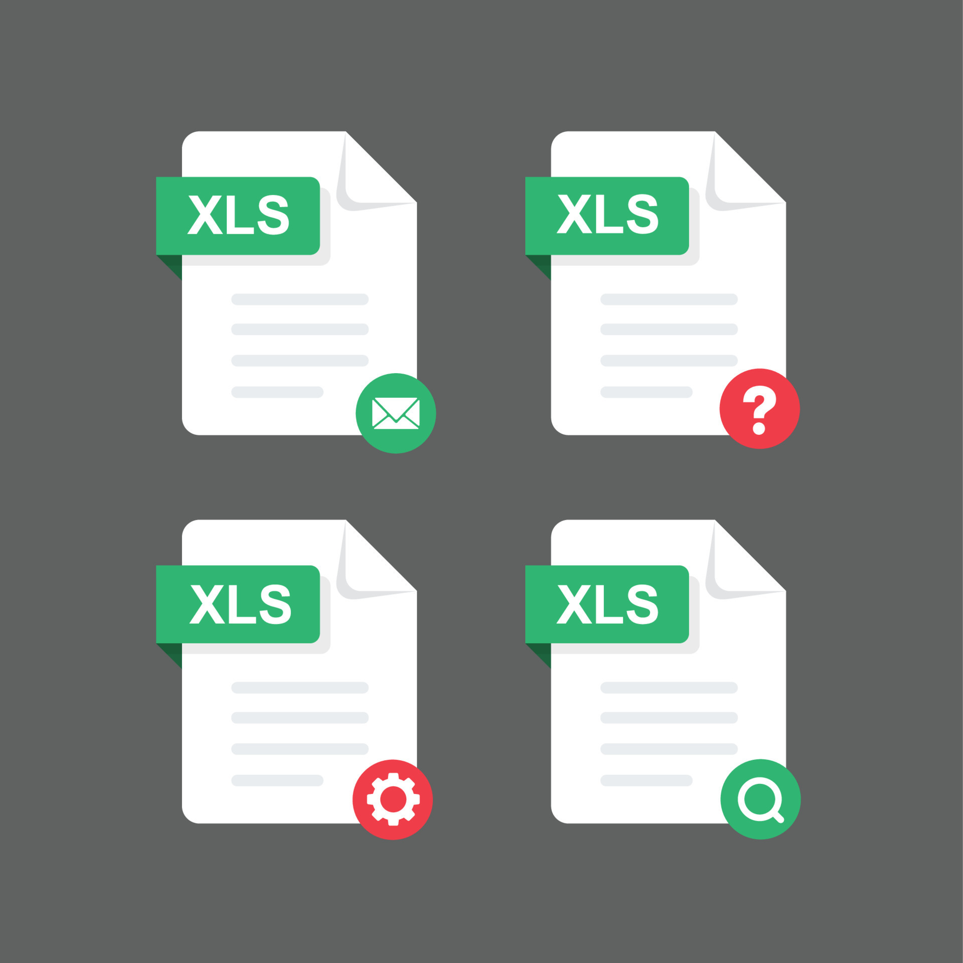 Flat design with XLS files icon set ,symbol set, vector design element ...