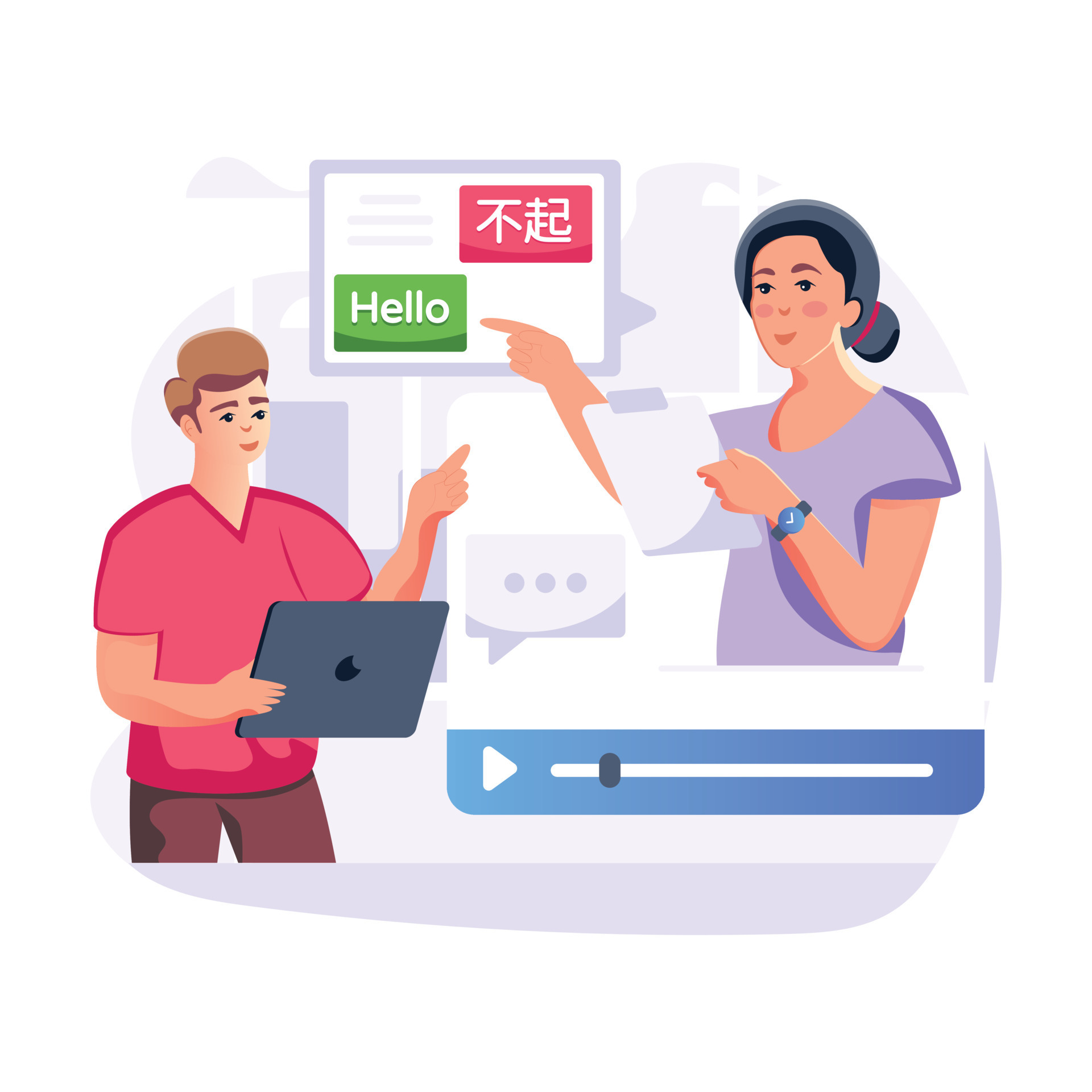 Online Interpreter Flat Illustration Is Up For Premium Use 11981331