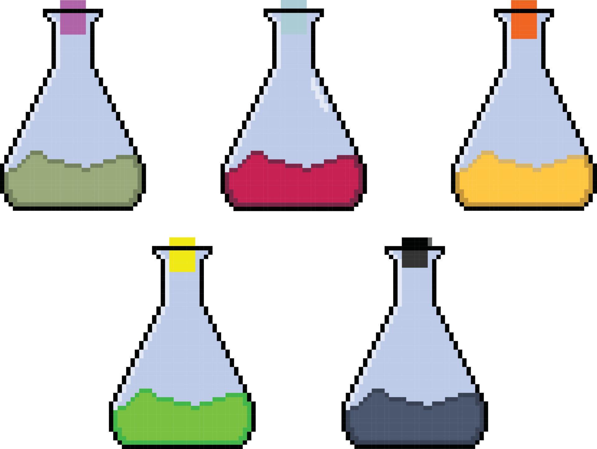 pixel art test tube, science Laboratory glassware pixel set. 11993747 ...