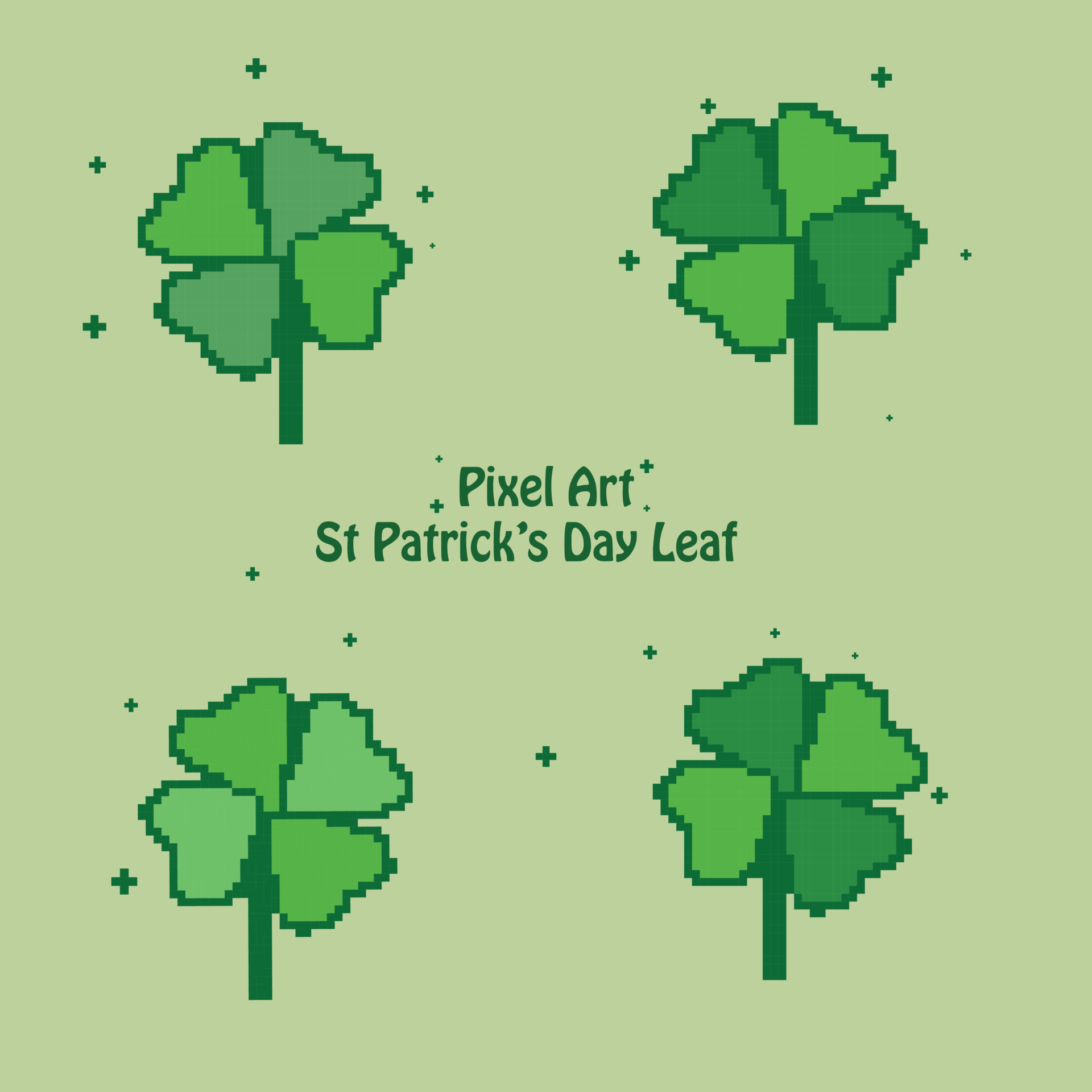 Pixelart St patricks day Pixelated shamrock set 11995280 Vector Art at ...