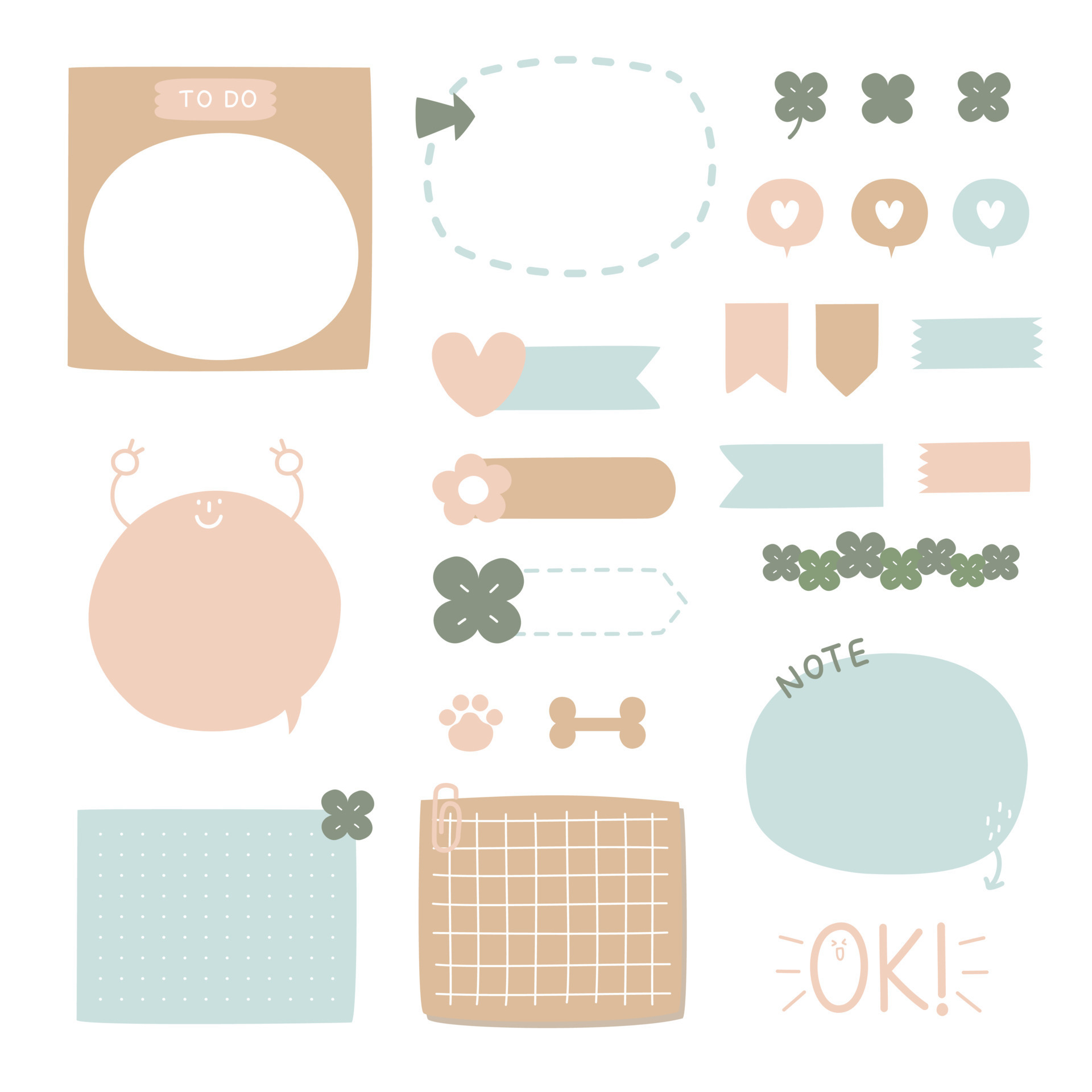 Set Of Cute Hand Drawn Doodle Text Box With Icon Speech Bubble