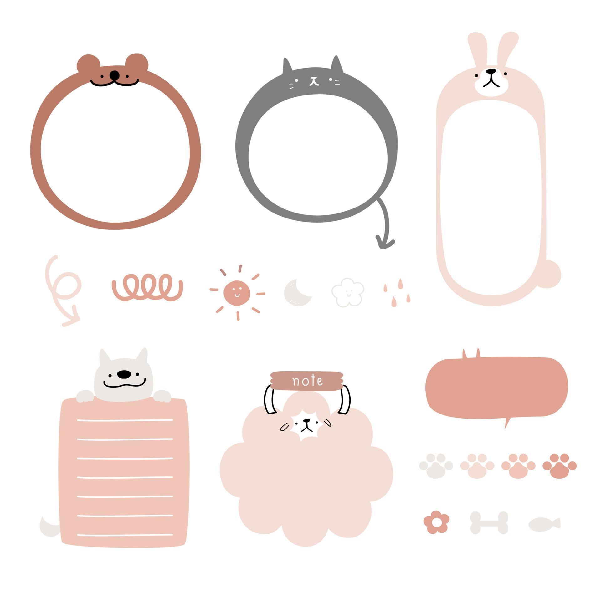 Set Of Cute Hand Drawn Doodle Text Box With Icon Speech Bubble