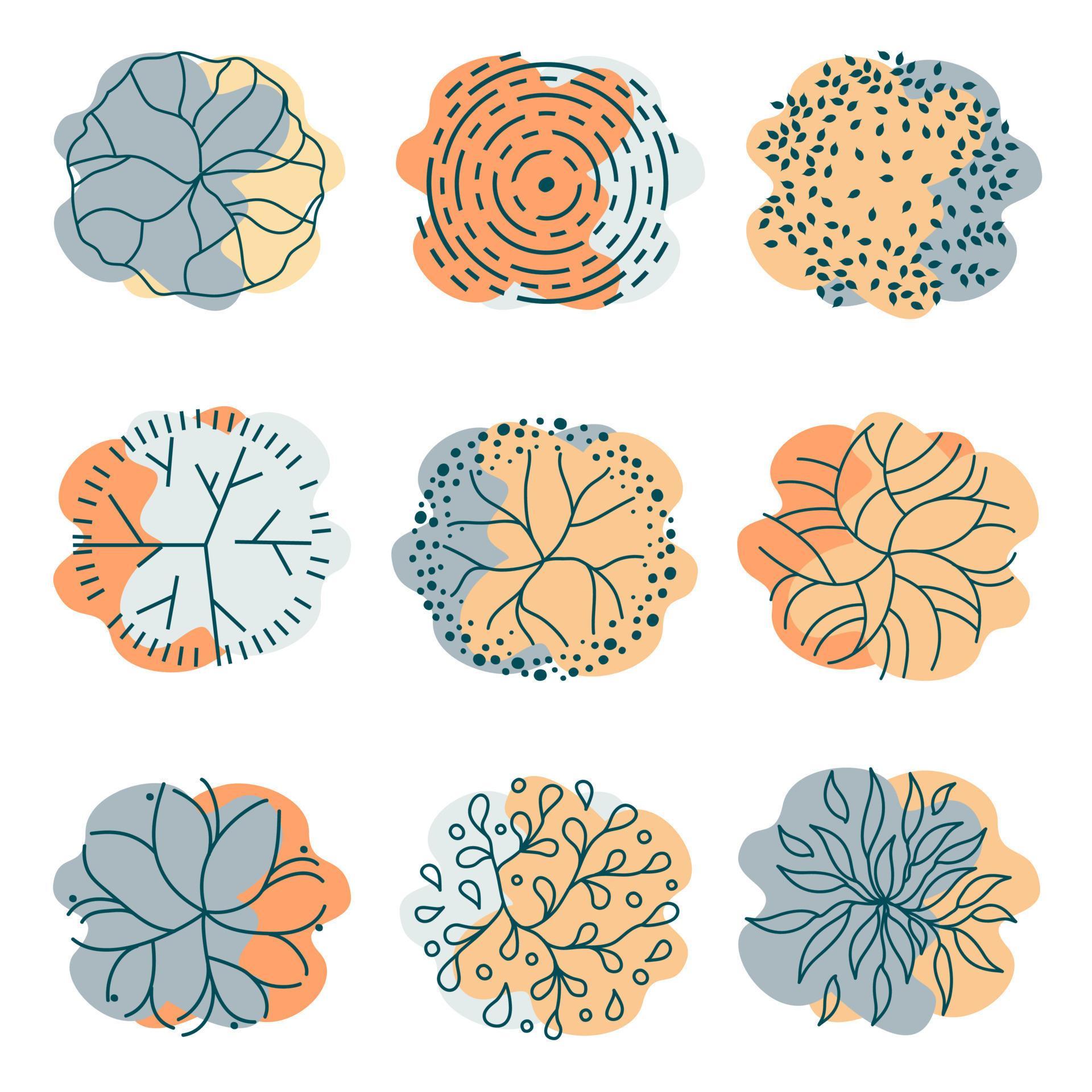 Tree for architectural floor plans. Entourage design. Various trees ...