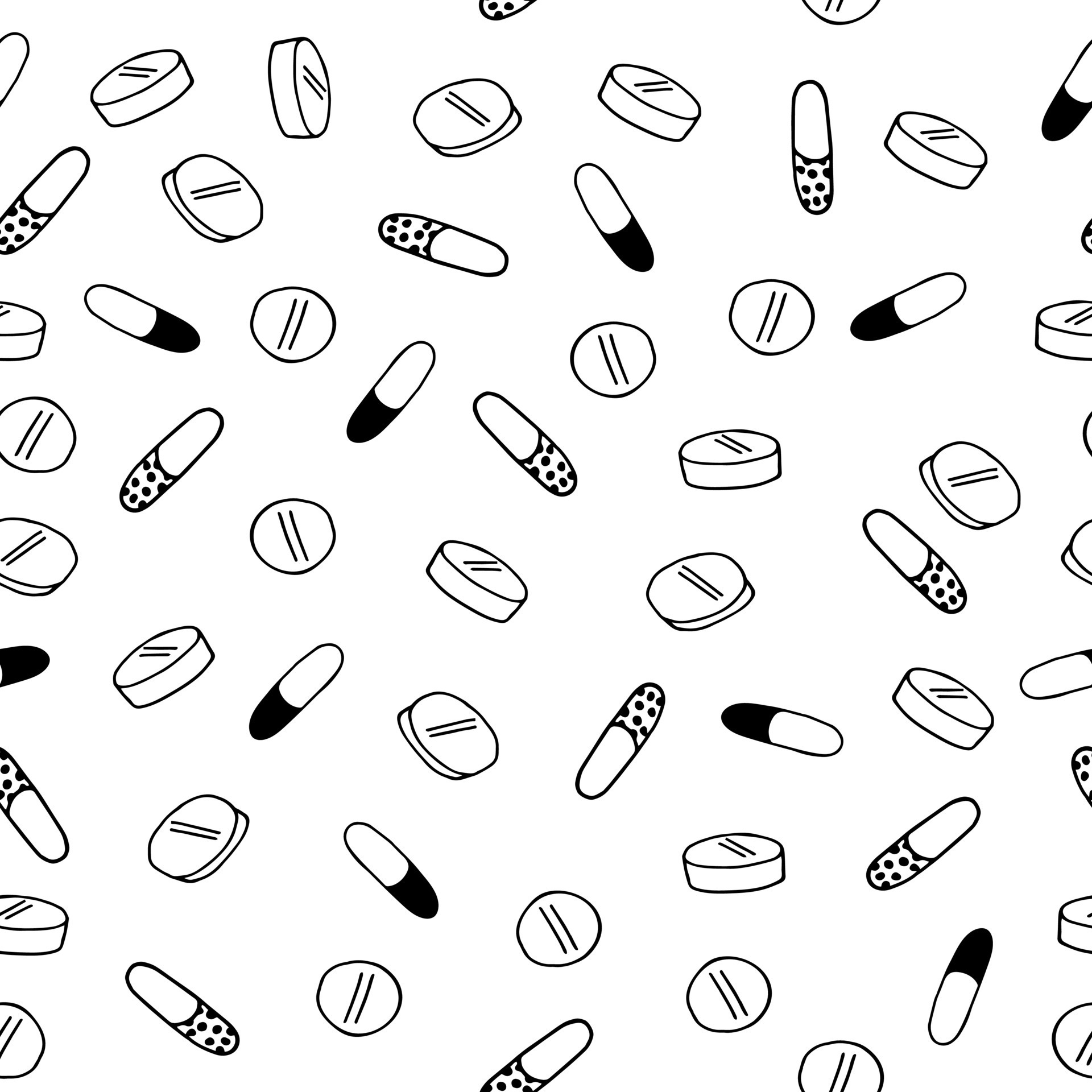pastillas y cápsulas de patrones sin fisuras garabato dibujado a mano ... pastillas y cápsulas de patrones sin fisuras garabato dibujado a mano ...