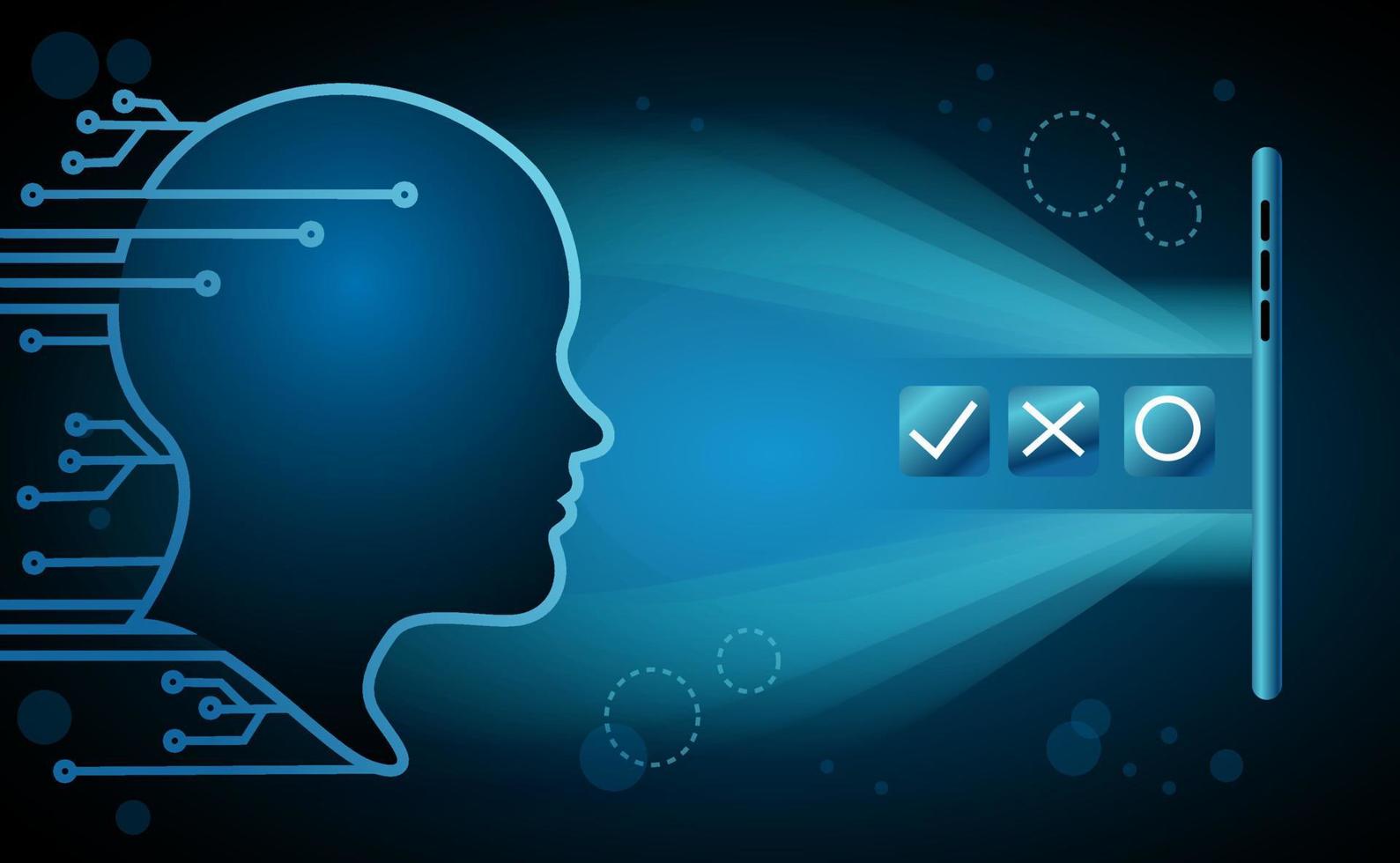 Human head outline with circuit board inside. Artificial intelligence ...
