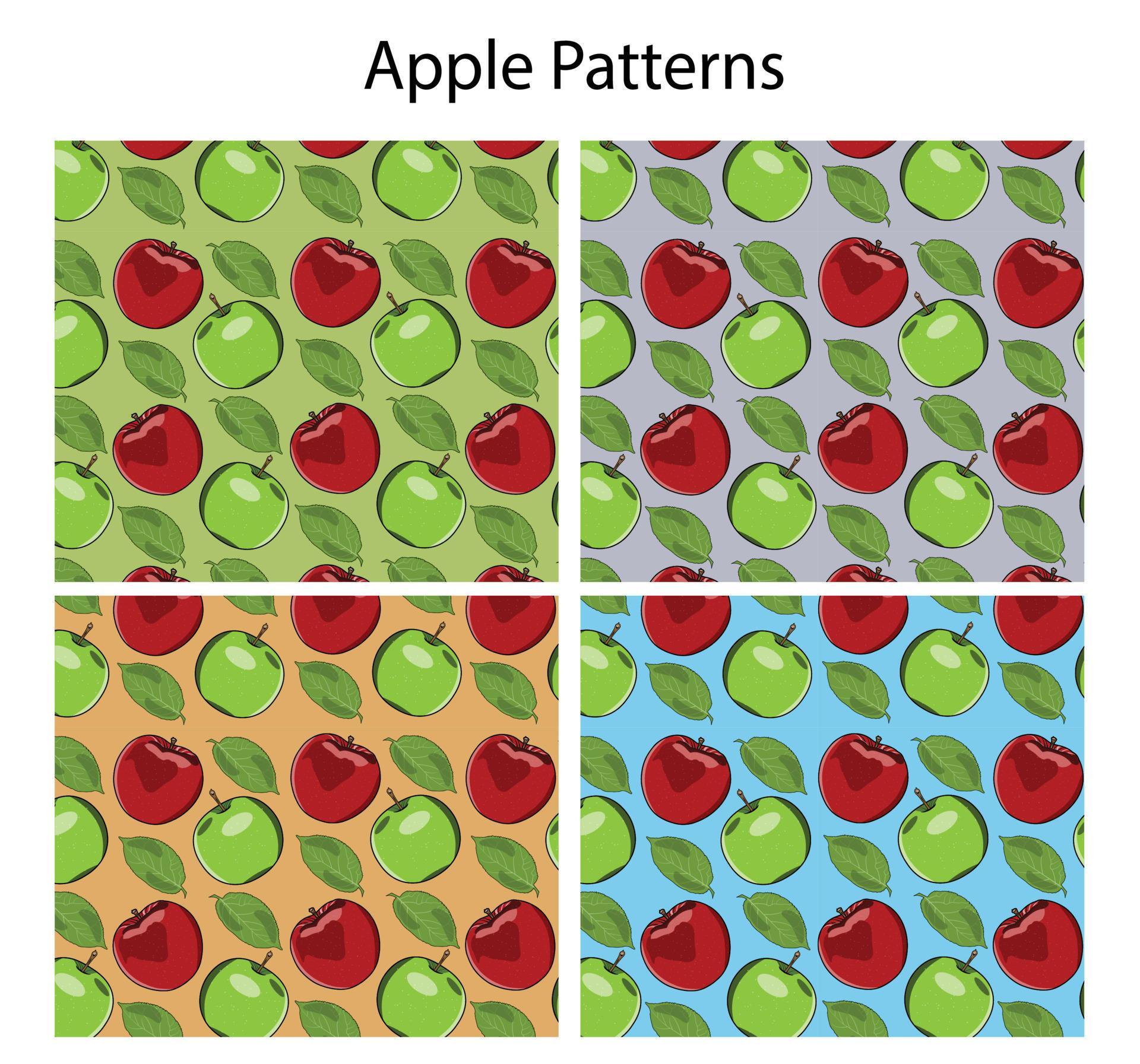 Apple Seamless Pattern in Different Background 12002981 Vector Art at ...