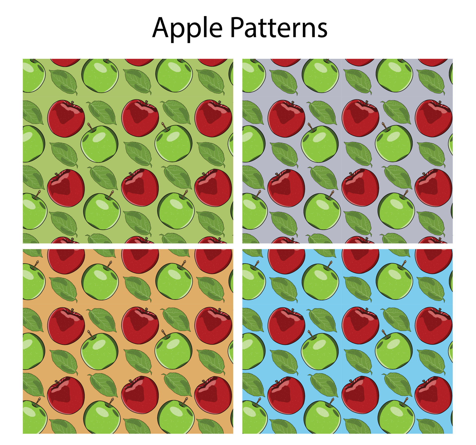 Apple Seamless Pattern in Different Background 12002981 Vector Art at ...