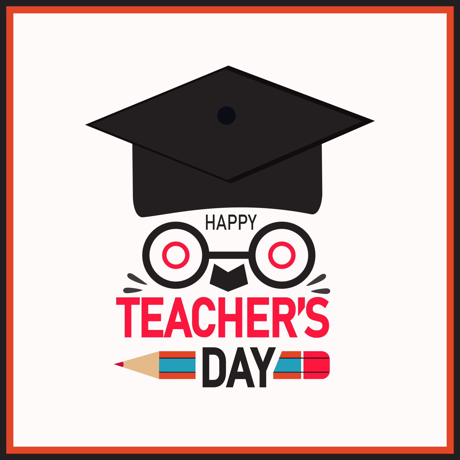 Happy Teachers Day Celebration Vector Typography Illustration With
