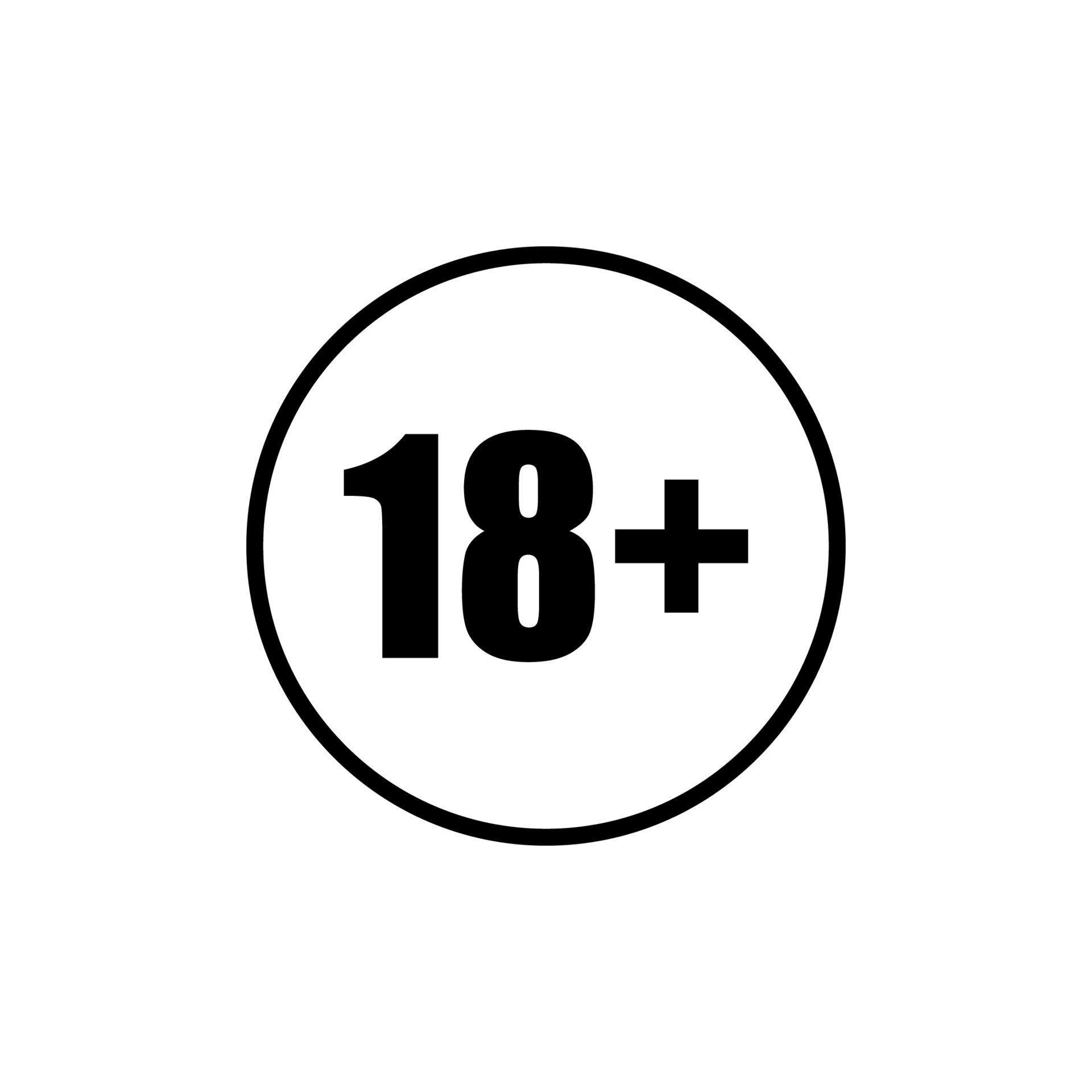 Icon Symbol for Eighteen Plus, 18 plus Age and Twenty One Plus , 21 plus Age. Vector ...