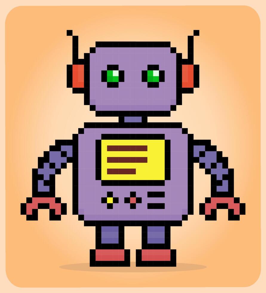 8 bit pixel robot in vector illustrations for game assets. 12004911 Vector Art at Vecteezy