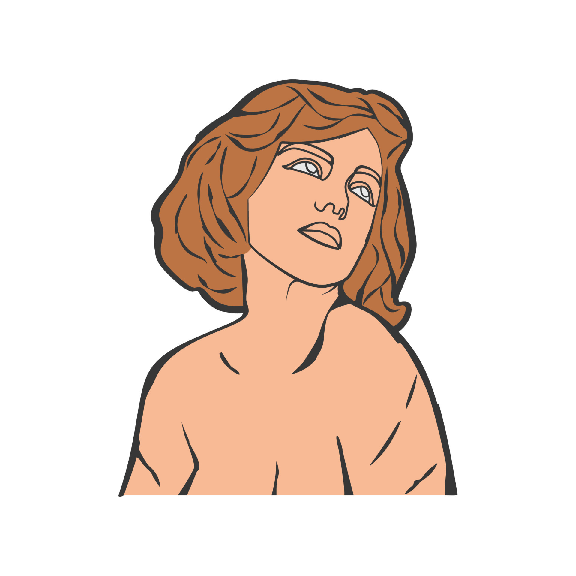 Vintage Woman Linear Drawing Line Art Illustration 12012404 Vector Art