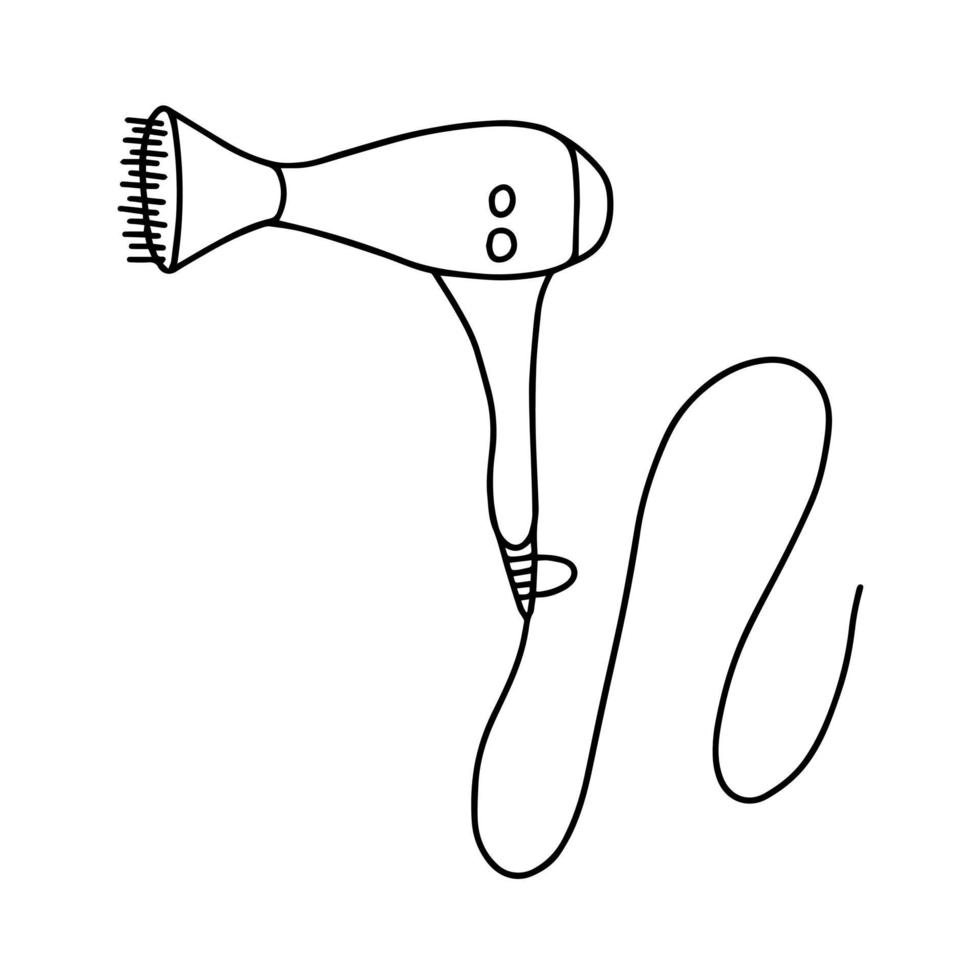 Doodle Hair Dryer Vector Illustration Hand Drawn Elerctric Hair Dryer