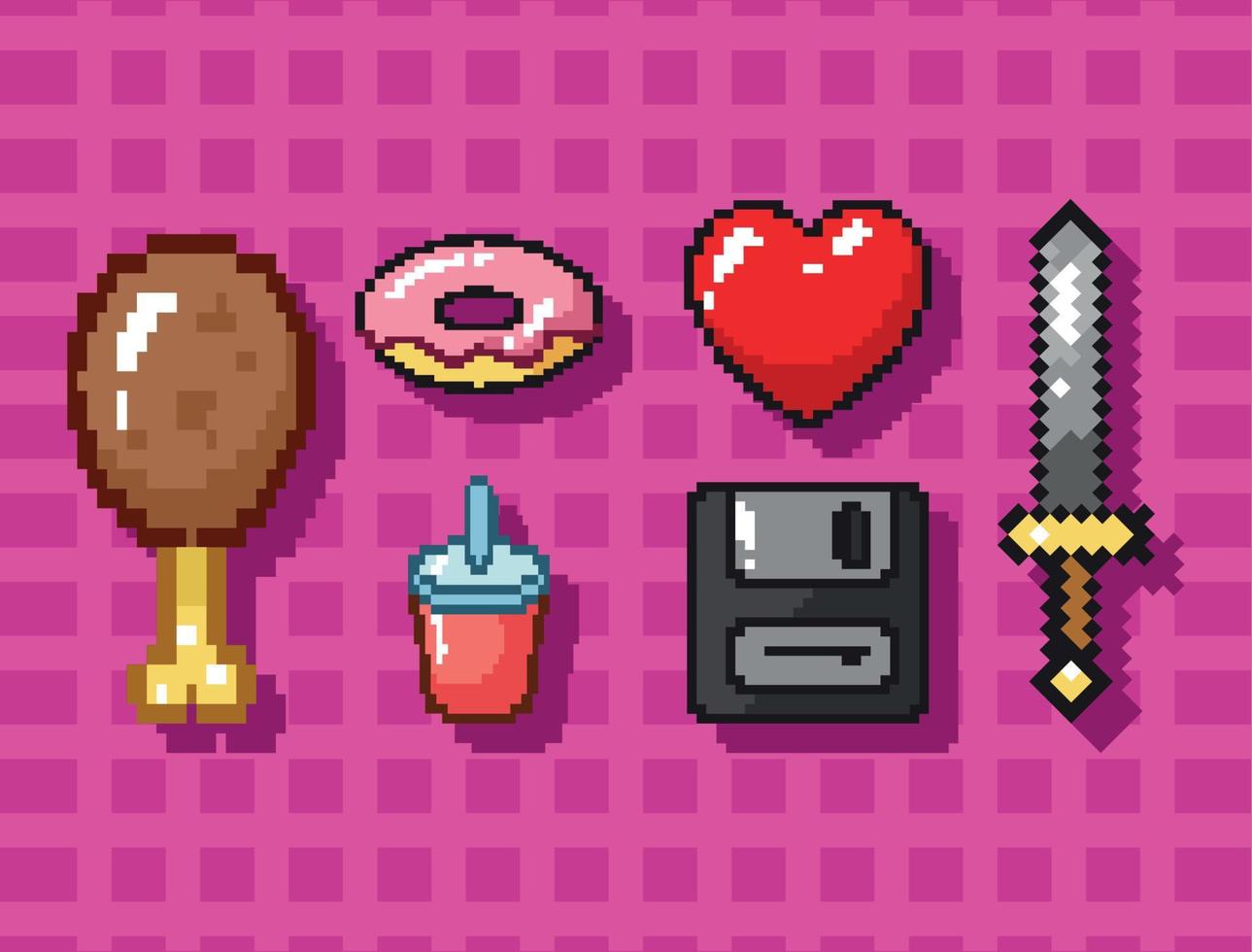 pixel art icons collection 12014361 Vector Art at Vecteezy