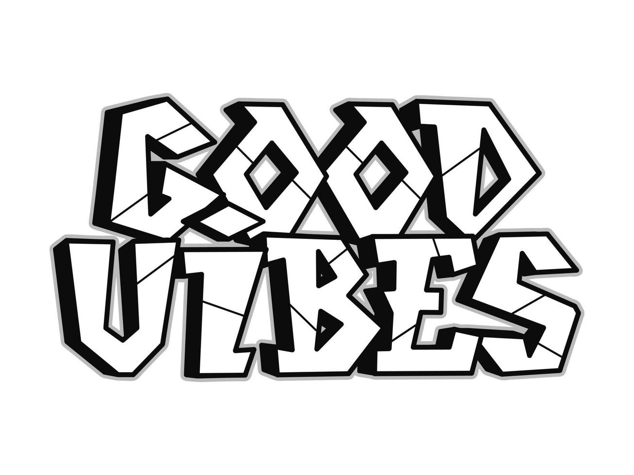 Good Vibes Word Graffiti Style Lettersvector Hand Drawn Doodle Cartoon Logo Illustration Funny