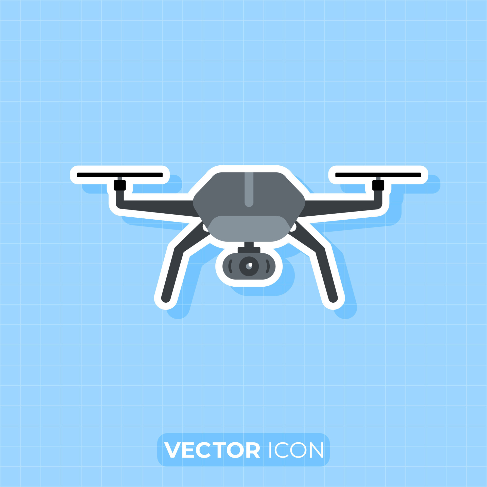 Drone With A Camera Icon Flat Design Element 12024926 Vector Art At