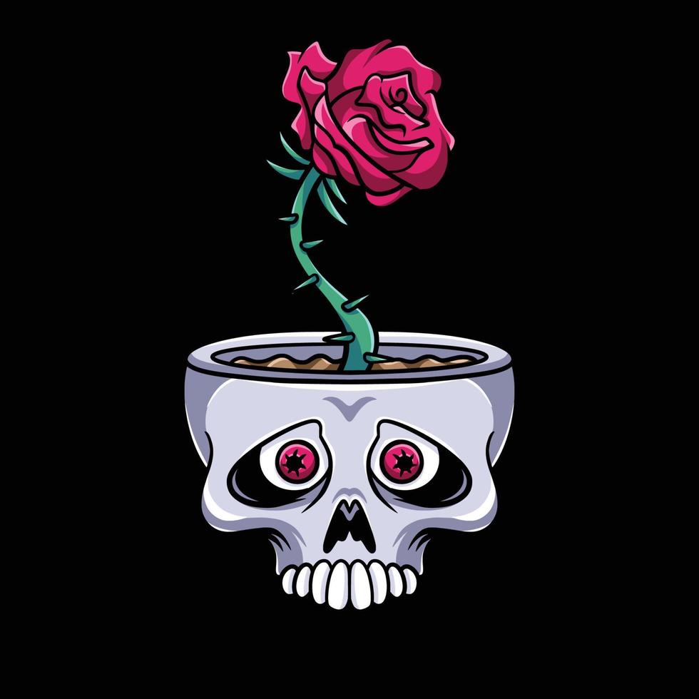 Skull Rose Flowers Streetwear Cartoon 12025723 Vector Art At Vecteezy