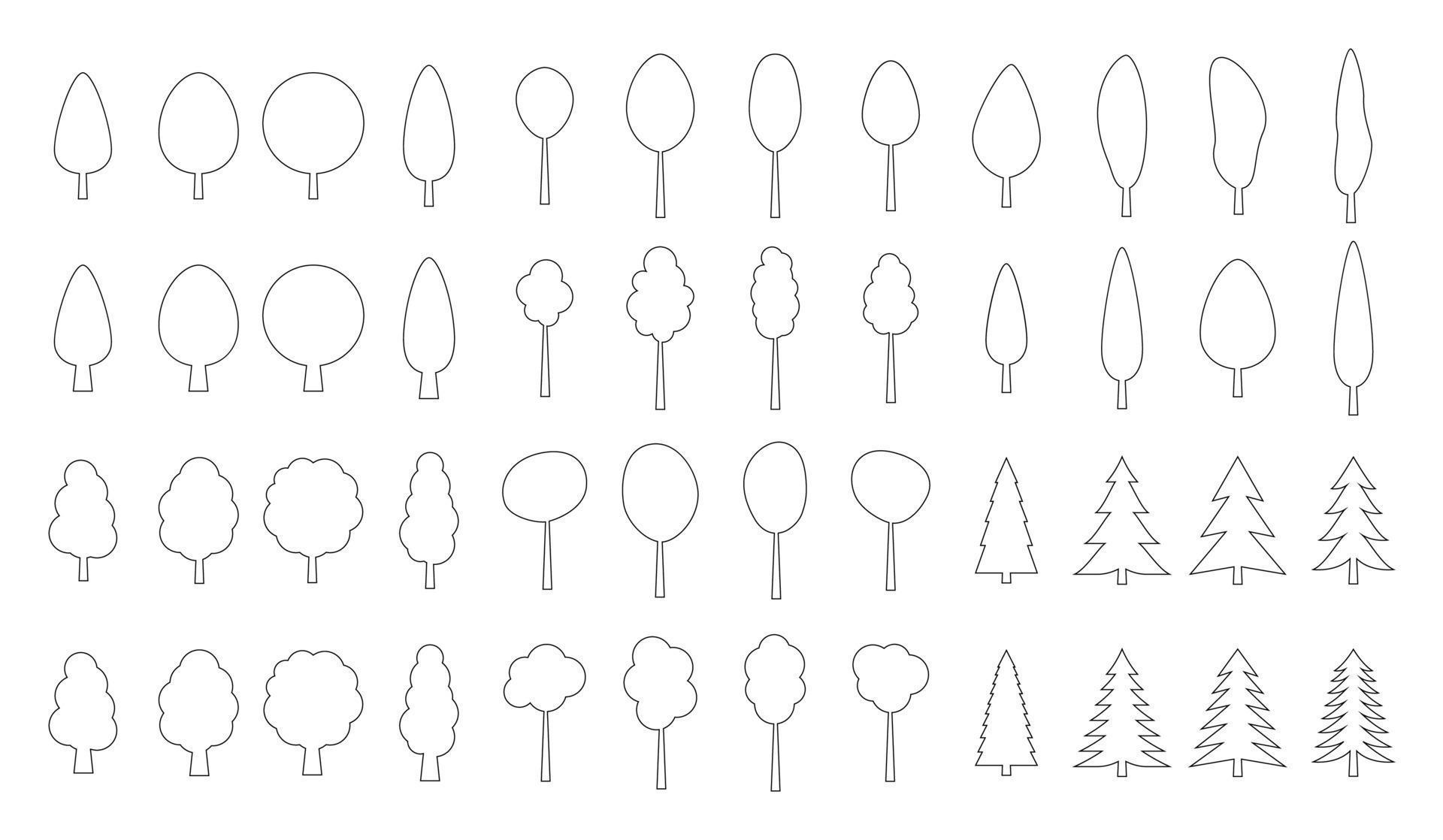 Set of outline tree pattern 12027199 Vector Art at Vecteezy