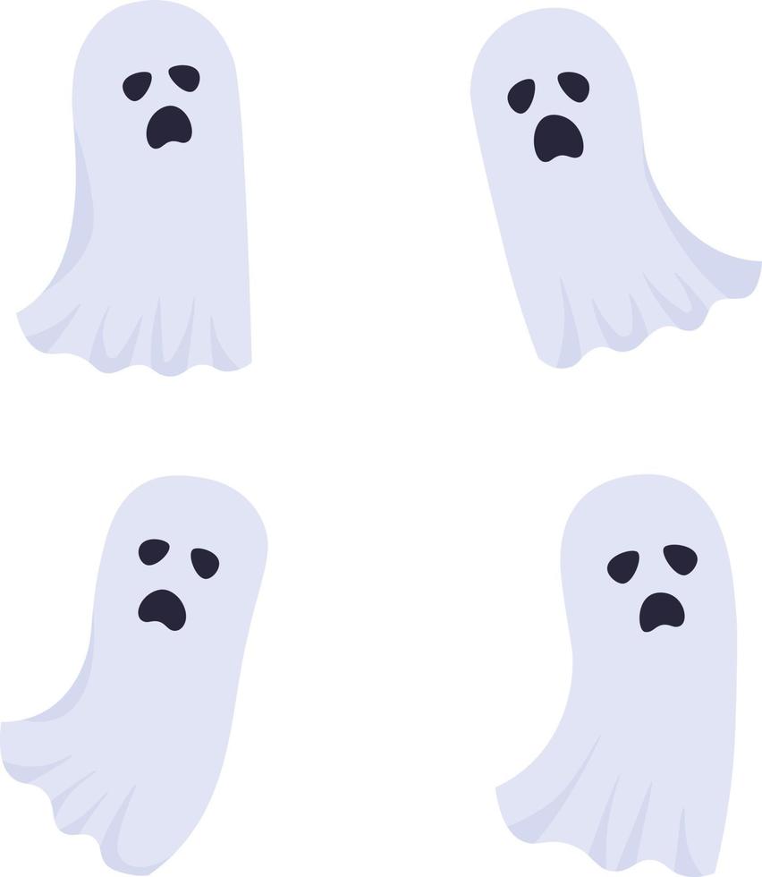 Howling ghosts semi flat color vector characters set. Spirits for ...