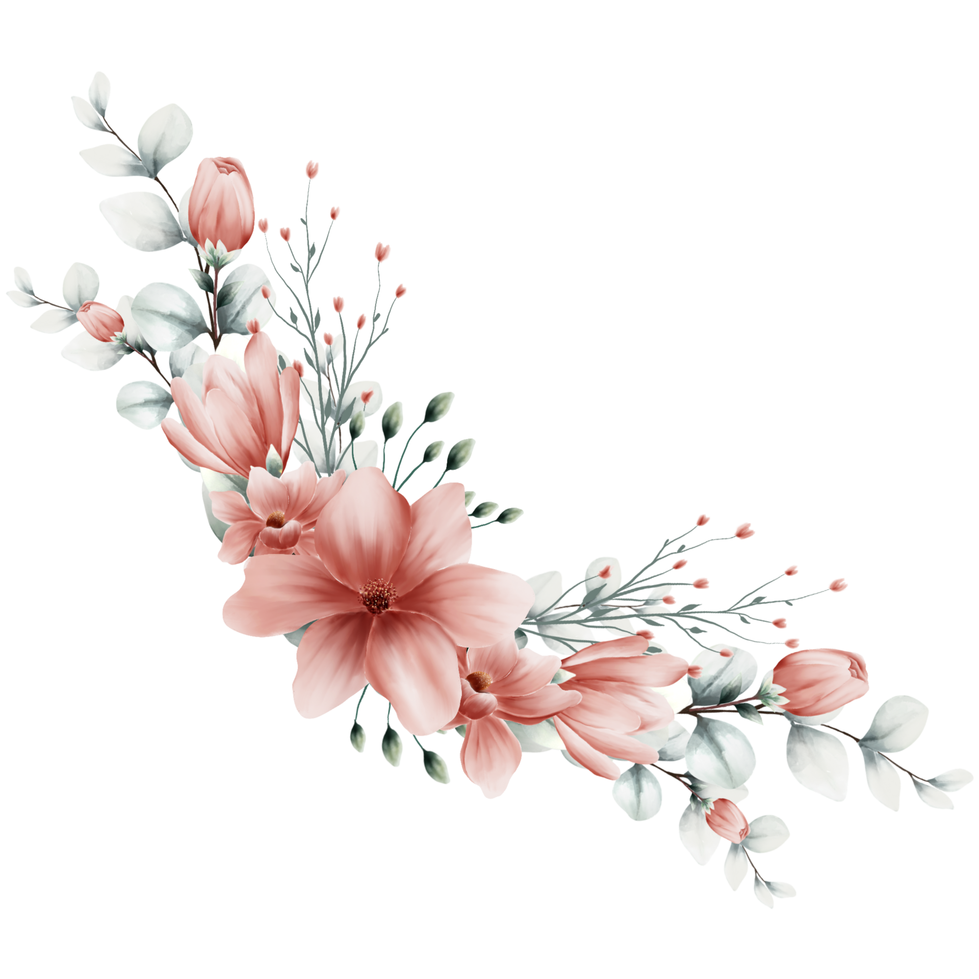 Ramo De Flores Acuarela 12028214 Png