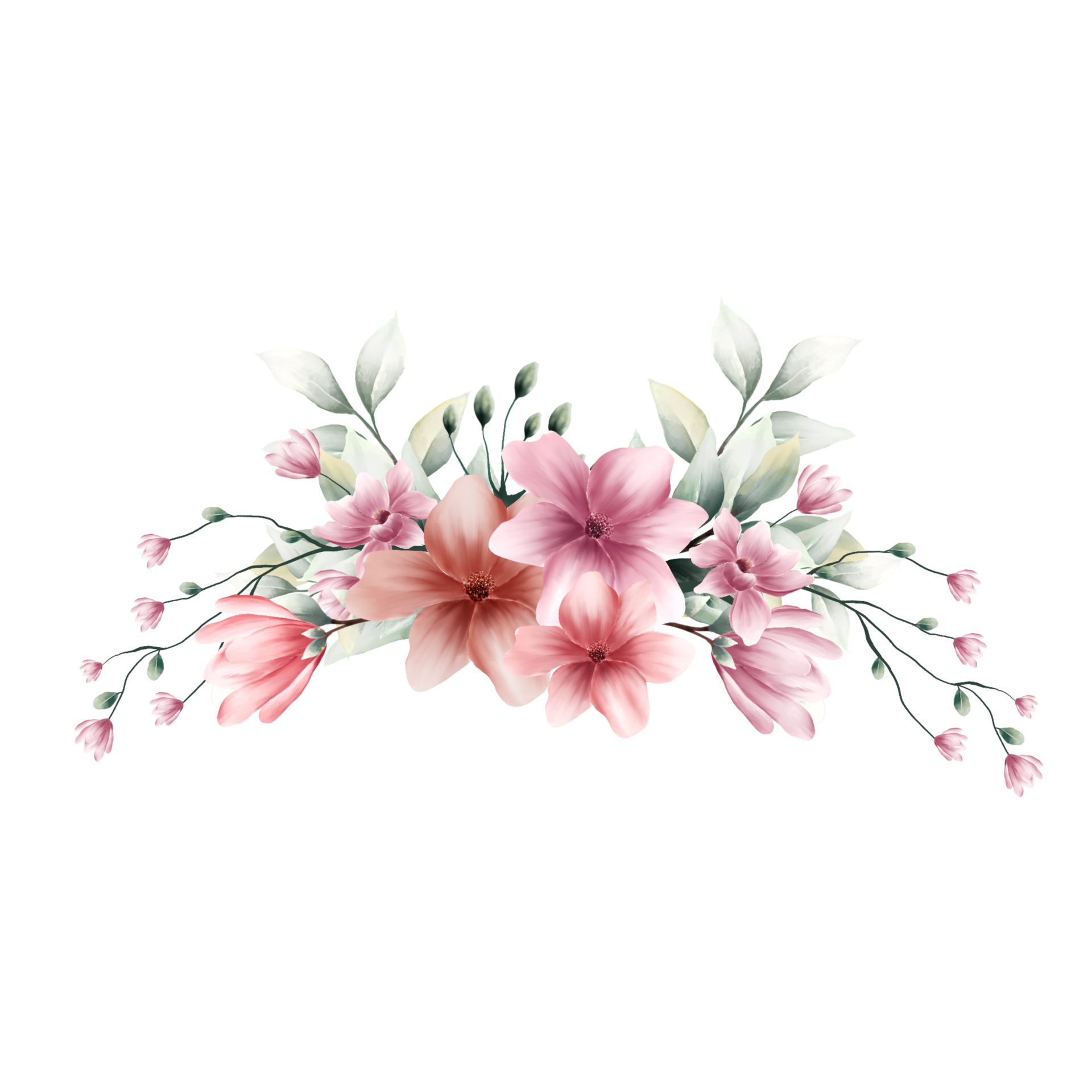 ramo de flores acuarela 12028220 PNG