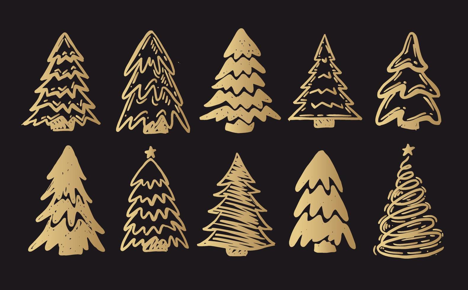 Christmas tree set, Hand drawn illustrations. 12028307 Vector Art at ...