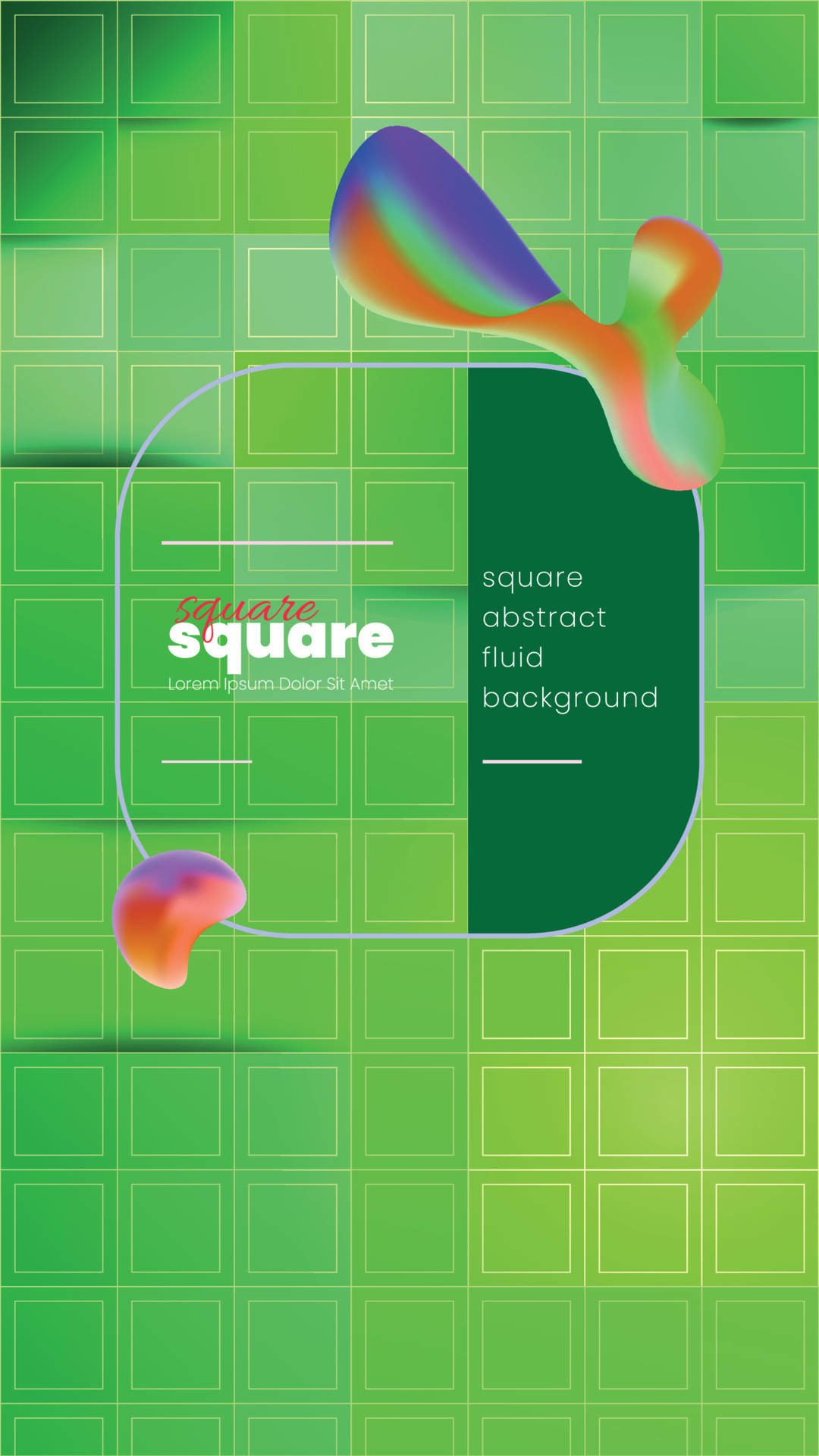 Liquid Color Background Design With Square Cells Composition Of Fluid Gradient Shapes Green