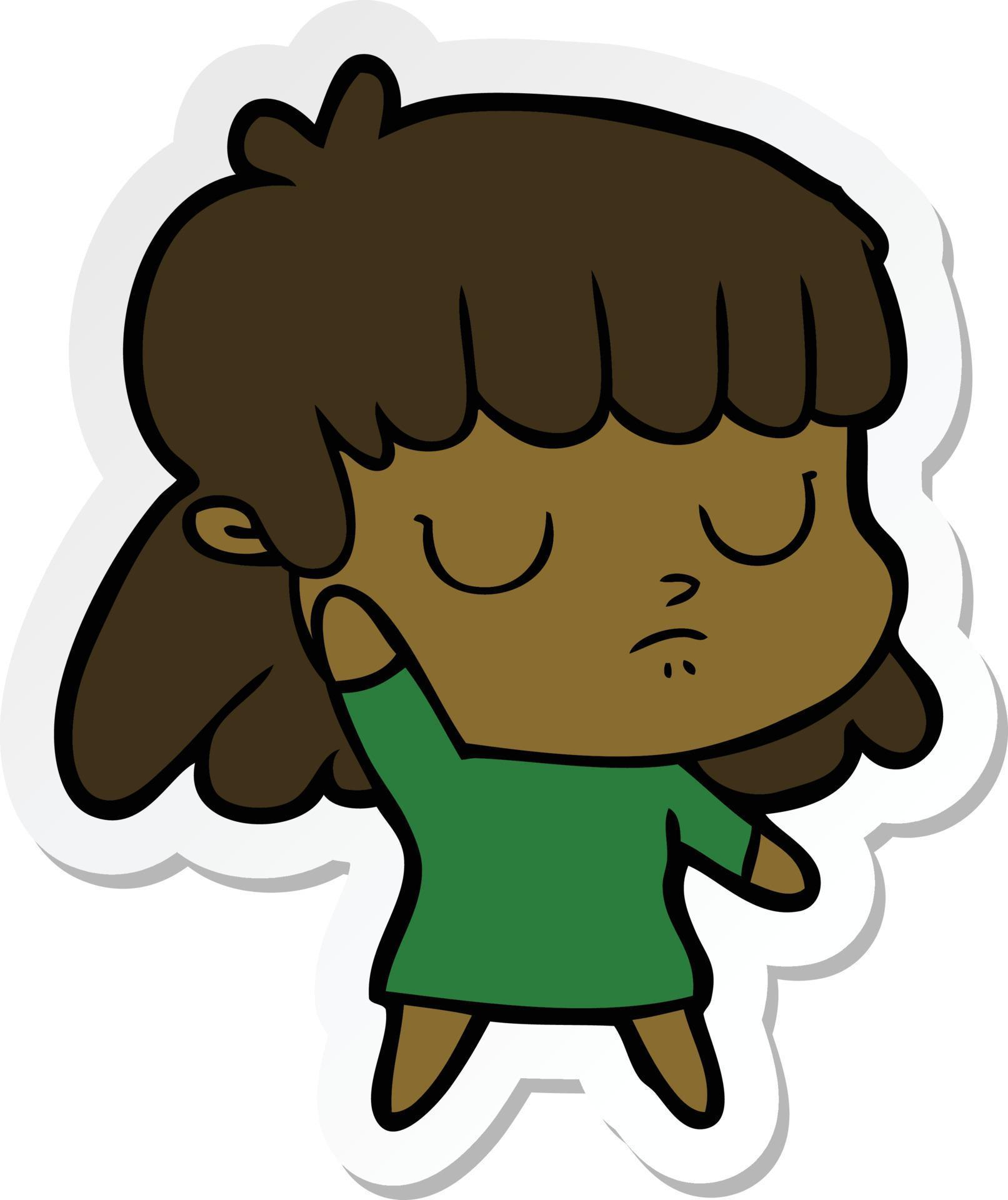 sticker of a cartoon indifferent woman 12031461 Vector Art at Vecteezy