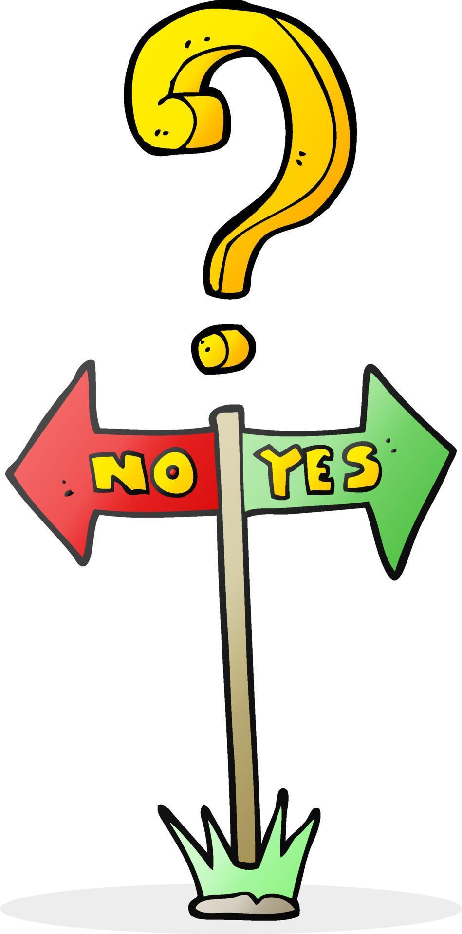 Freehand Drawn Cartoon Yes And No Sign 12032265 Vector Art At Vecteezy