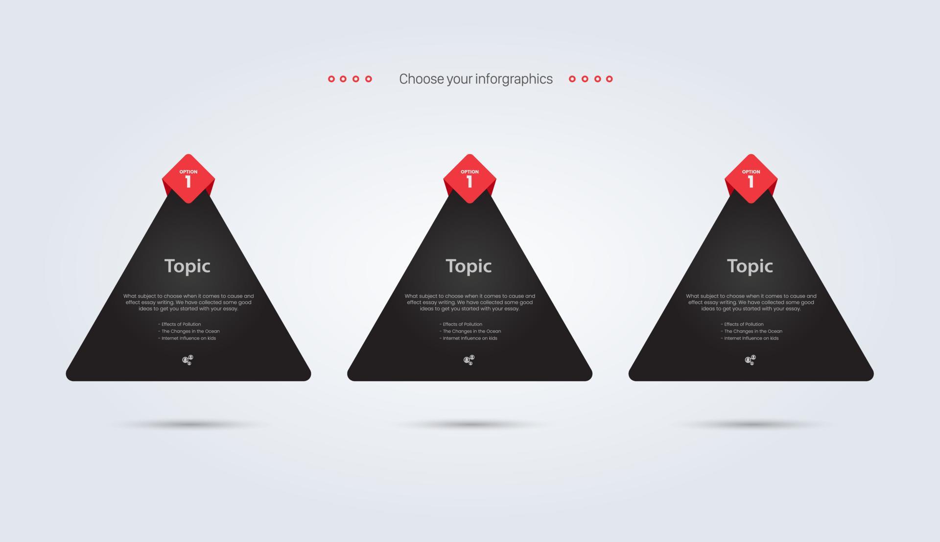 Set of three triangle shape banners illustration design, a dark symbol ...