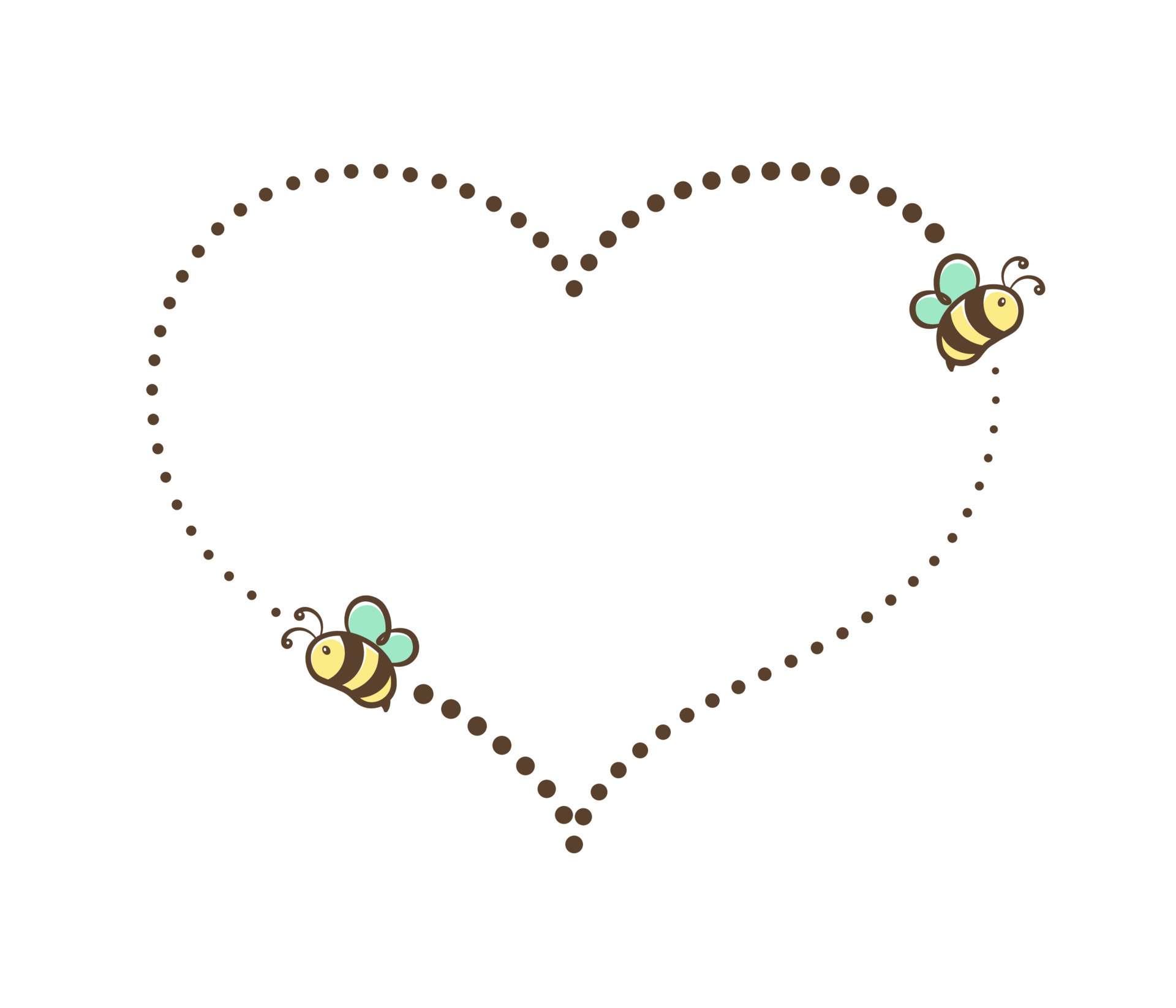 Flying honey bee heart frame vector clipart design 12034370 Vector Art ...
