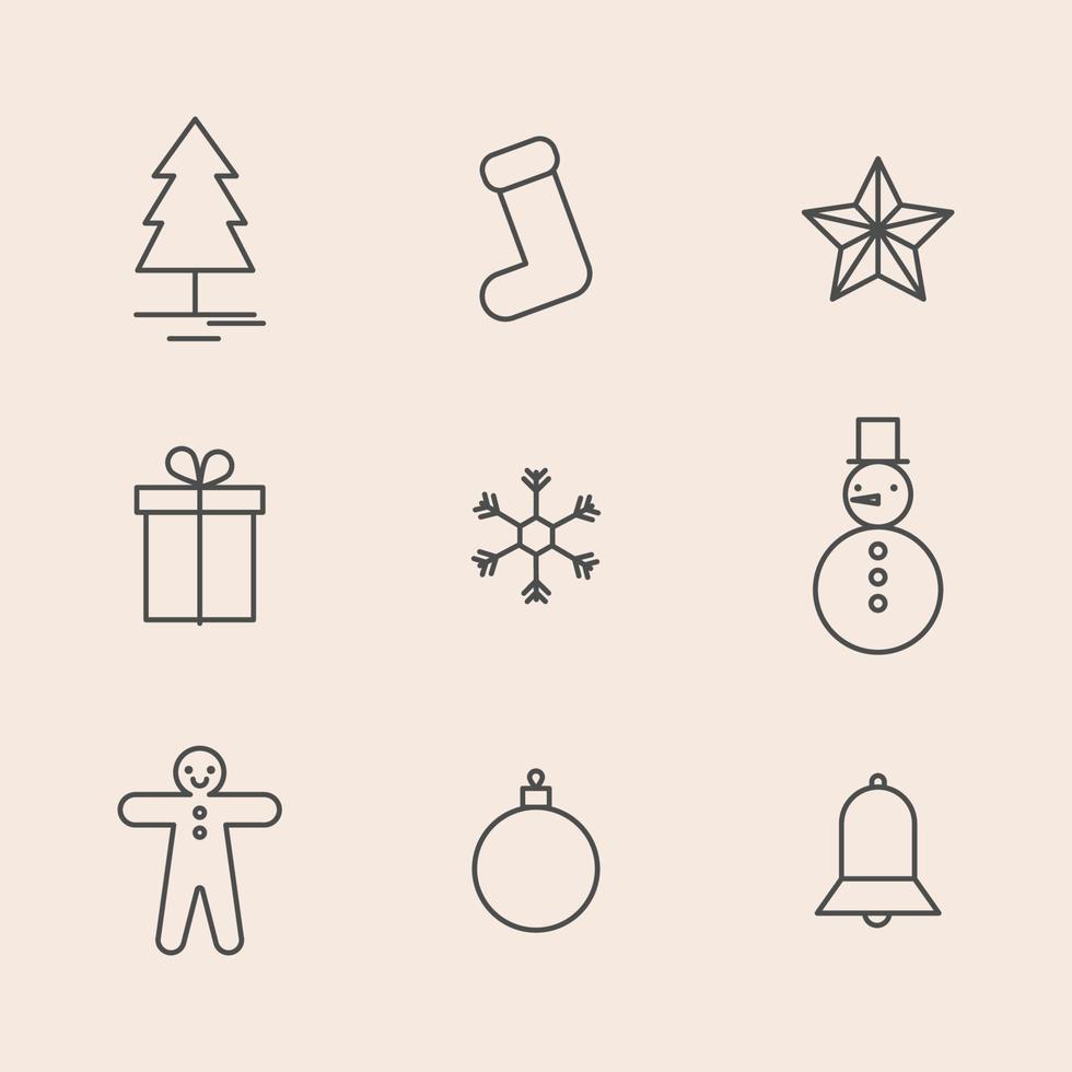 Minimal Christmas Icons 12034475 Vector Art at Vecteezy