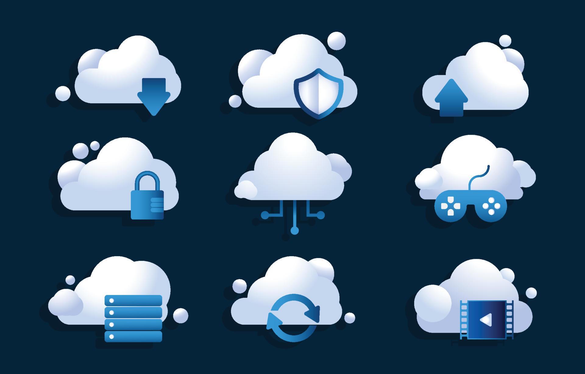Cloud Computing Icon Set 12037511 Vector Art At Vecteezy