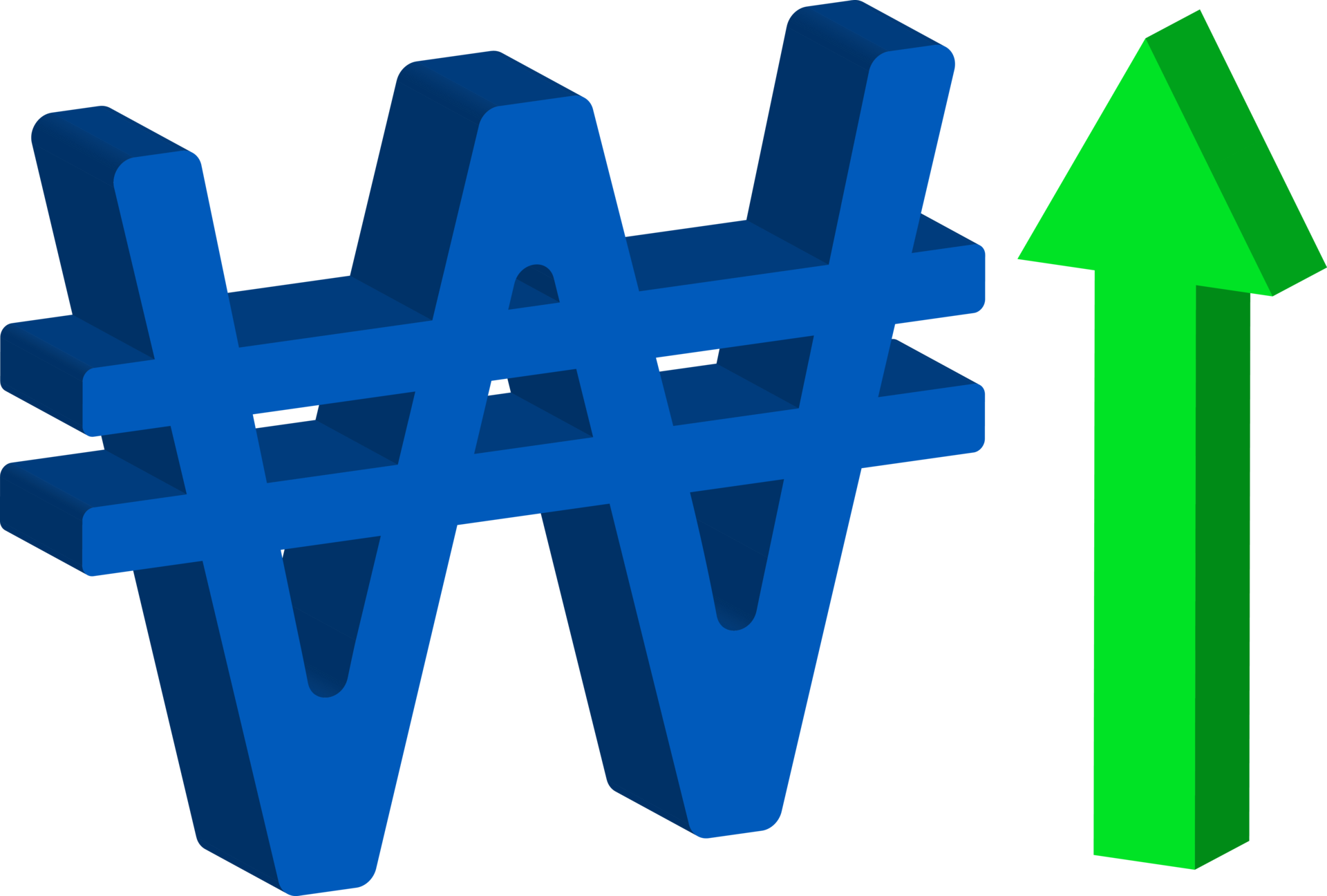 South Korean Won Currency Market Value Rising 3d Icon 12042514 PNG