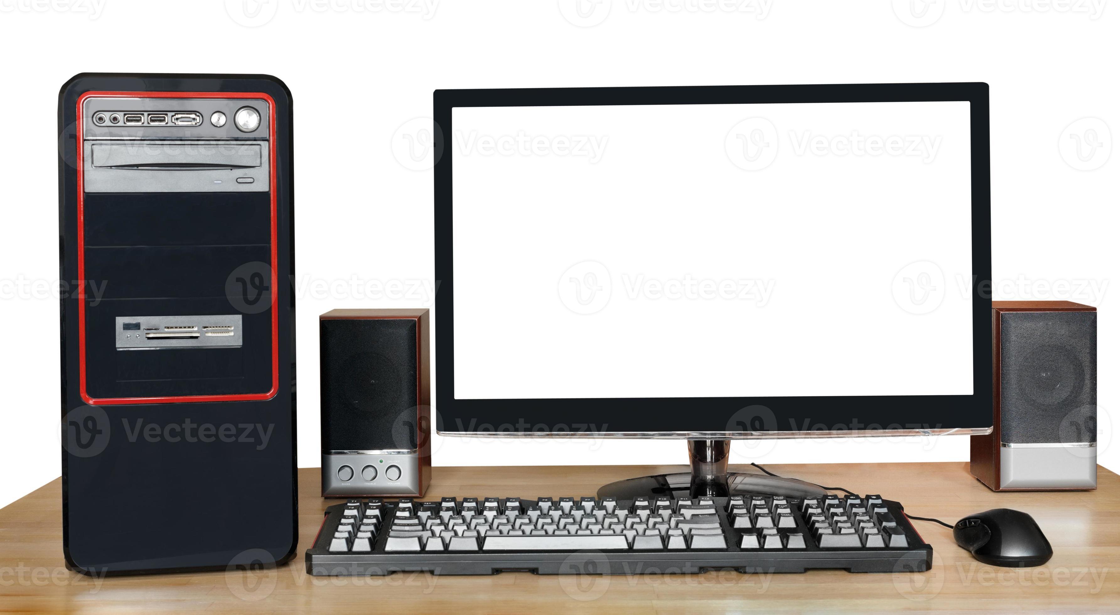 desktop computer with widescreen display on table 12042972 Stock Photo ...