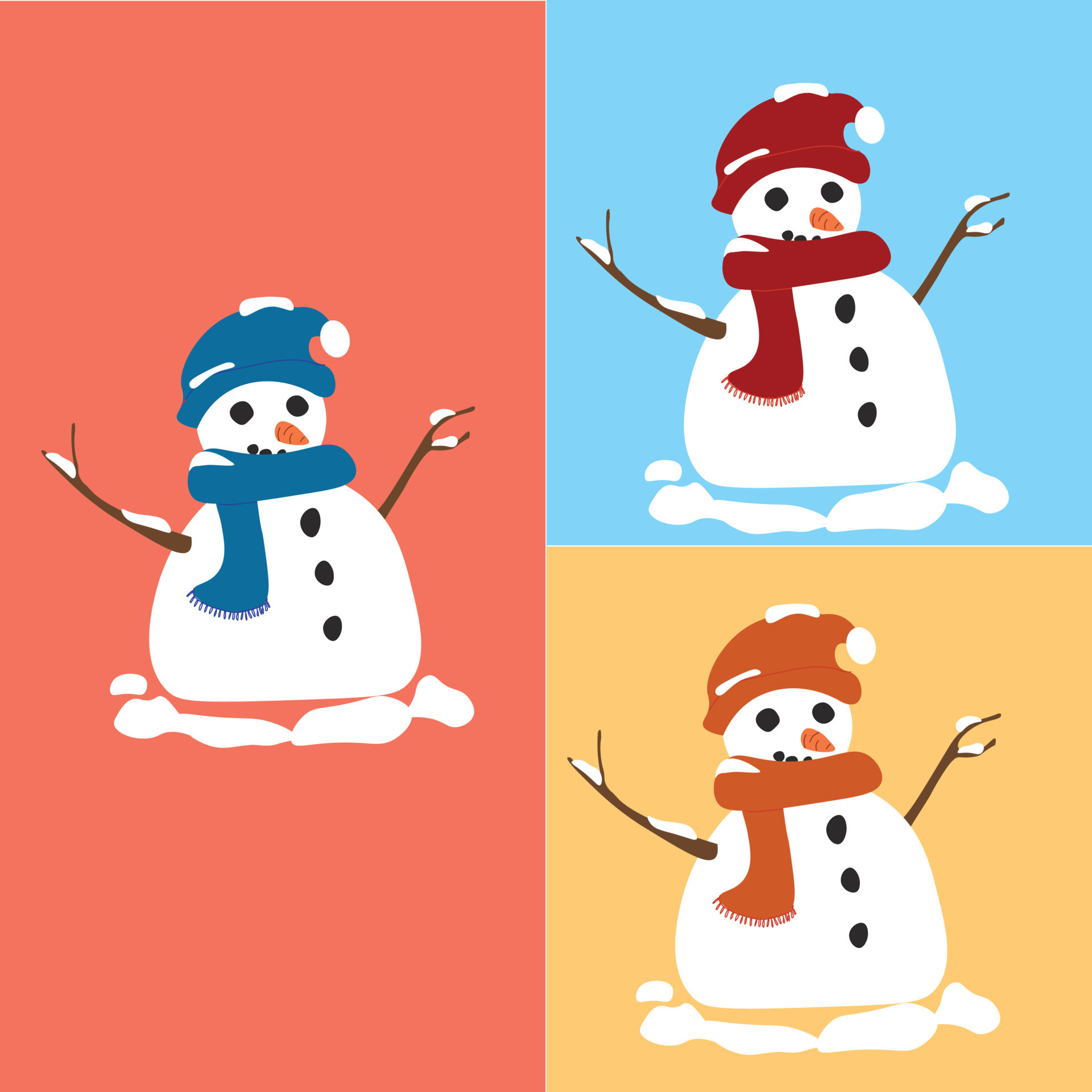 Snowman vector icon flat isolated. Snowman icon flat style. Snowman ...