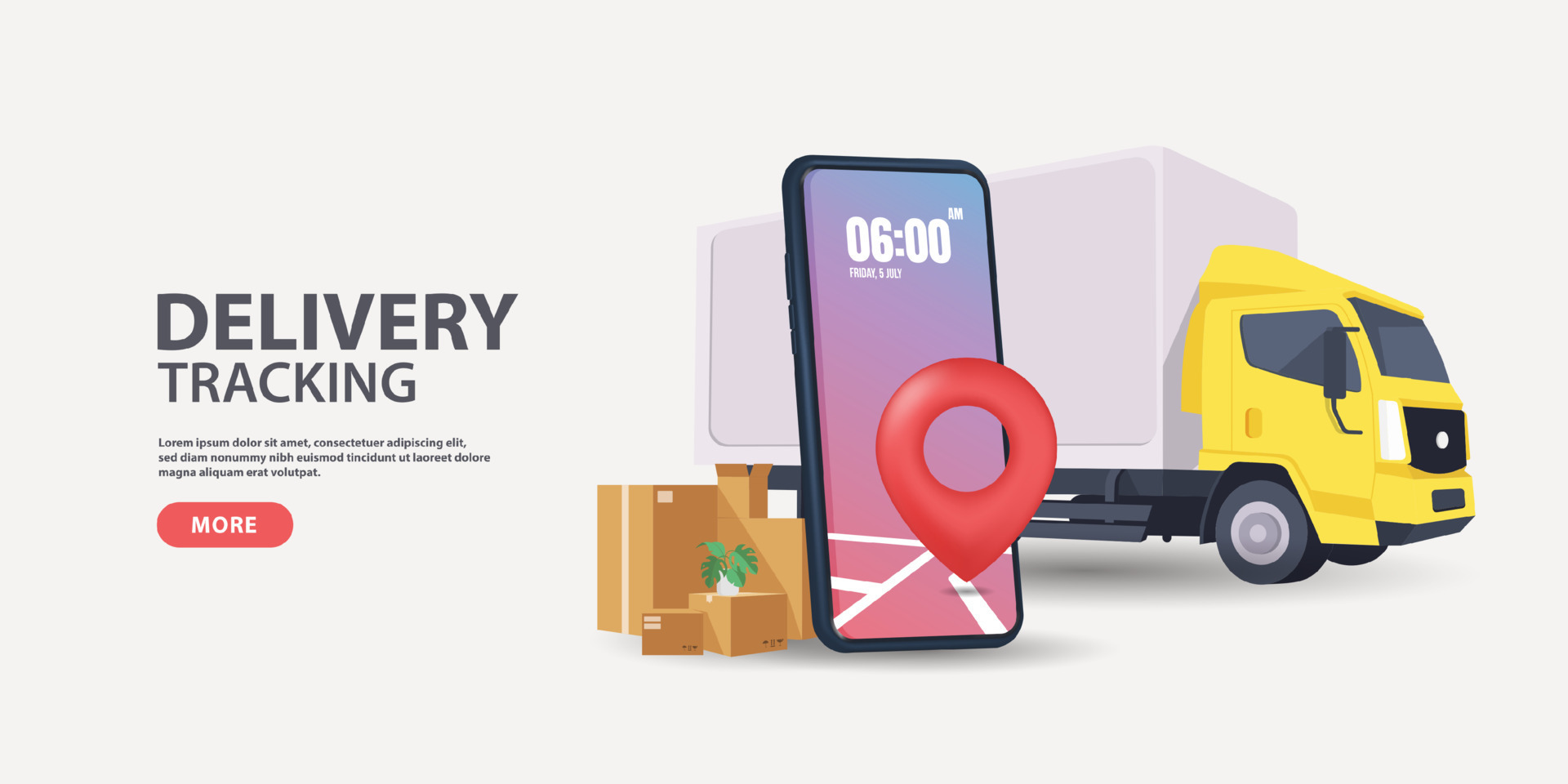 3d Vector Delivery Van with Box cargo, Delivery and Tracking concept ...