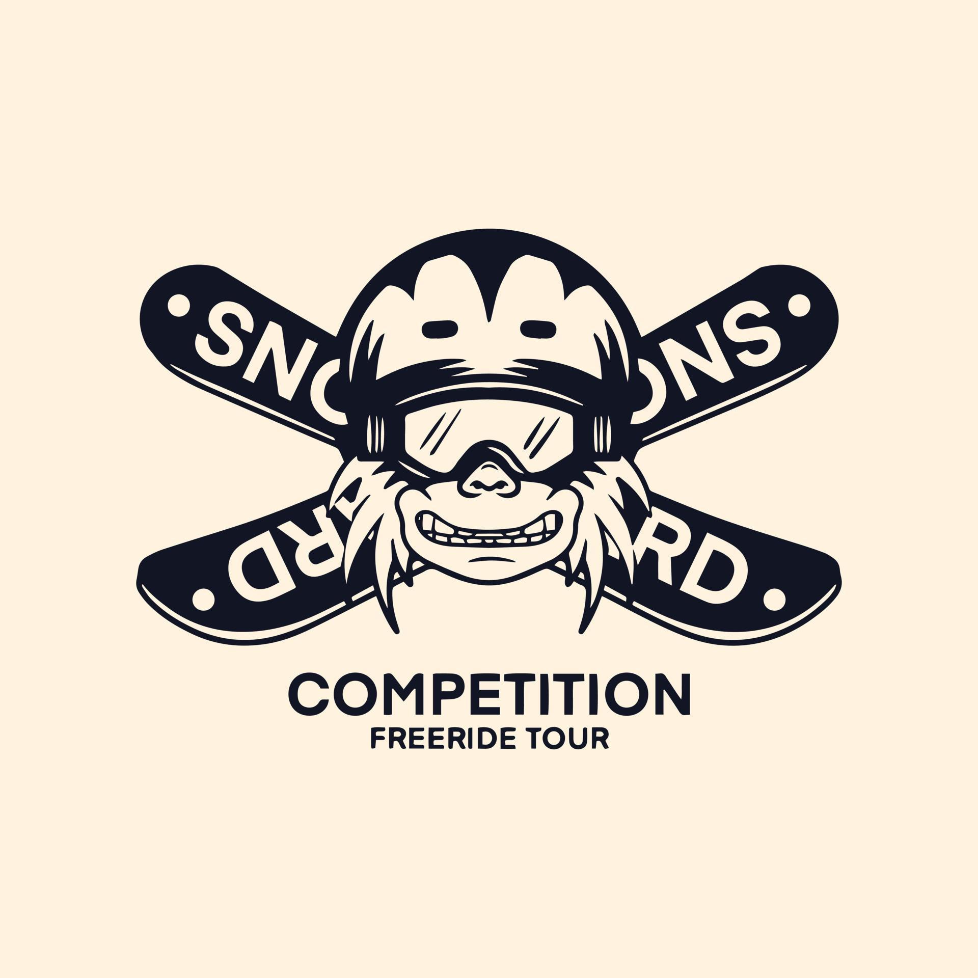 snowboarding emblem with yetri characters 12048878 Vector Art at Vecteezy