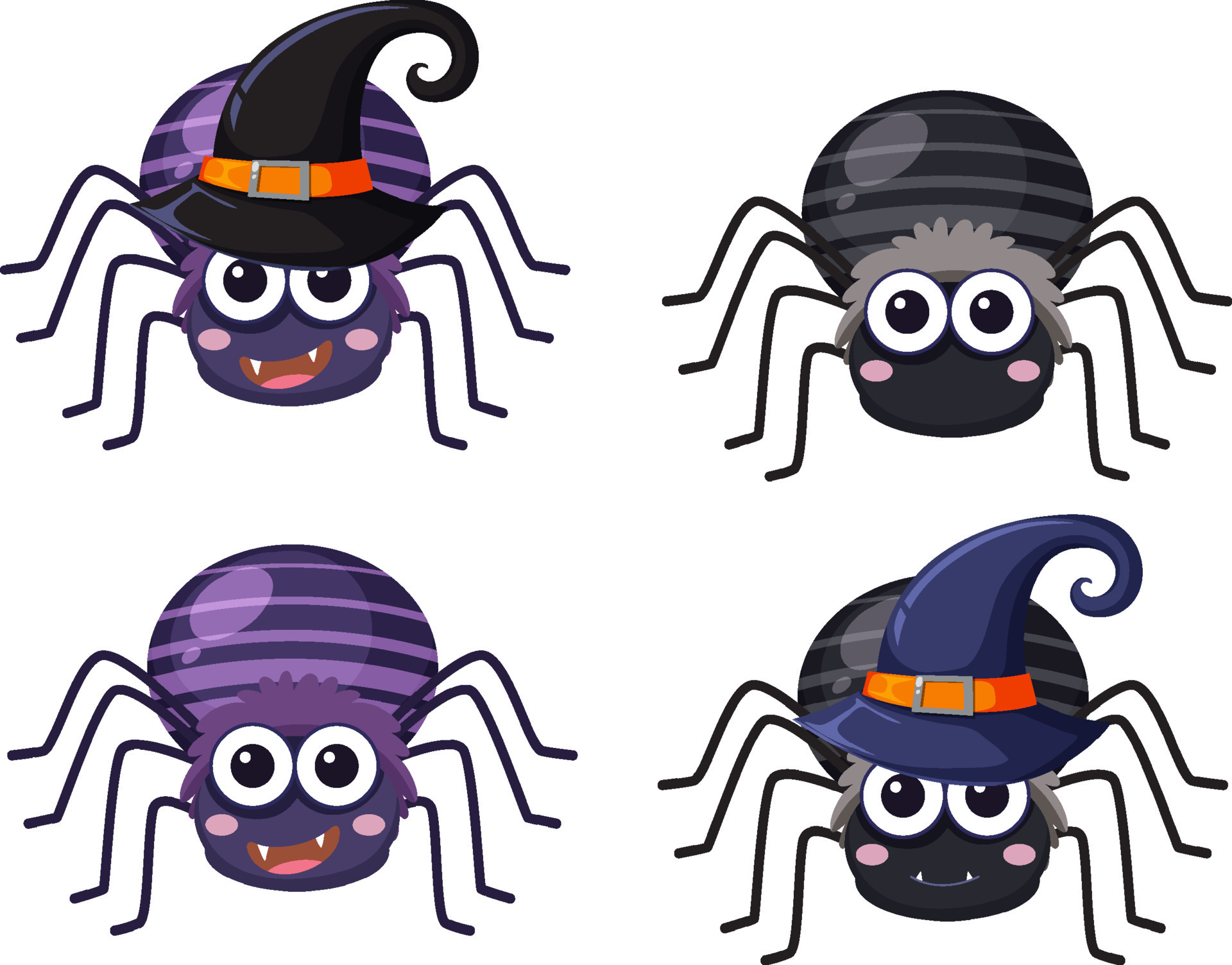 Different halloween spiders set 12054350 Vector Art at Vecteezy