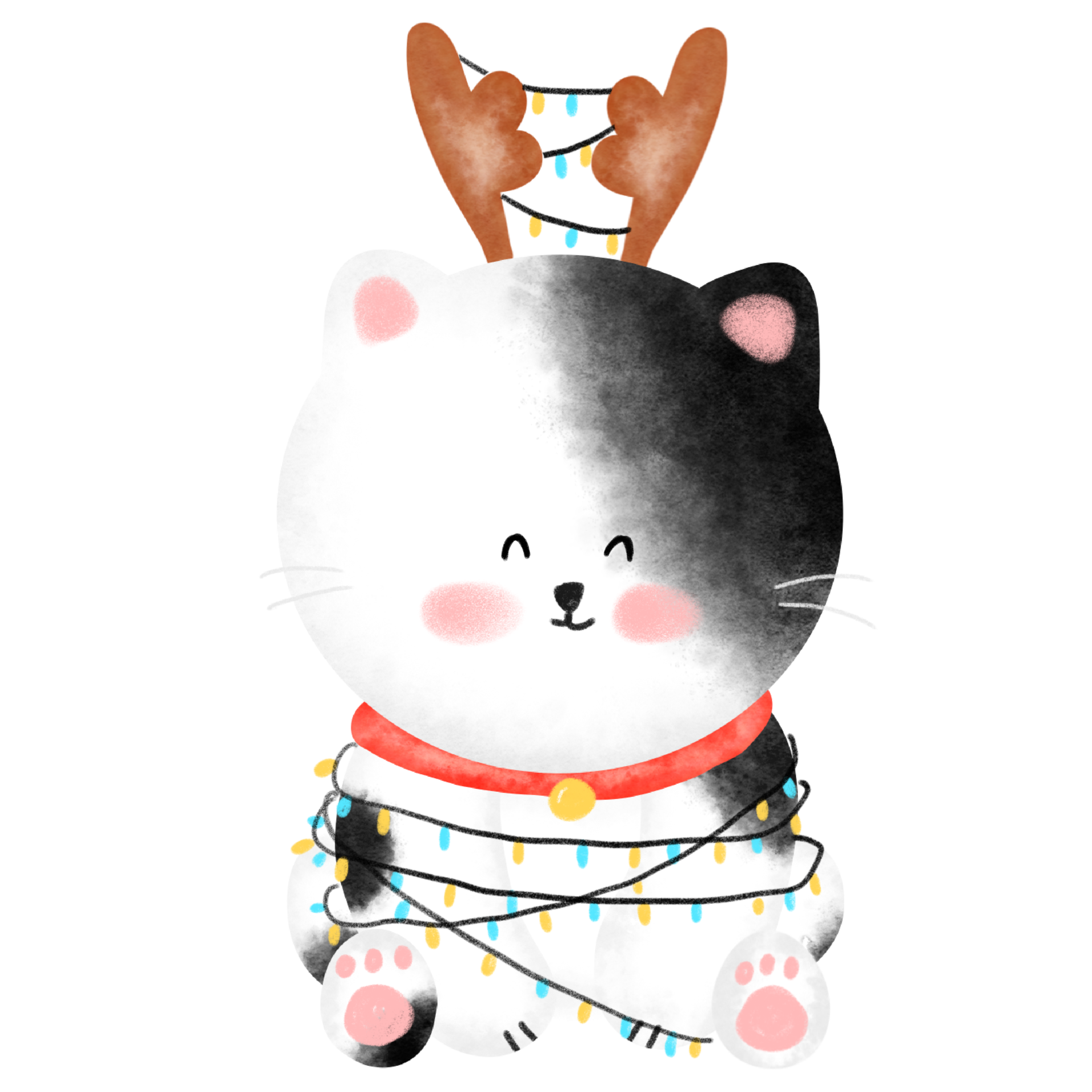 Christmas Cat Reindeer Watercolor 12058196 PNG